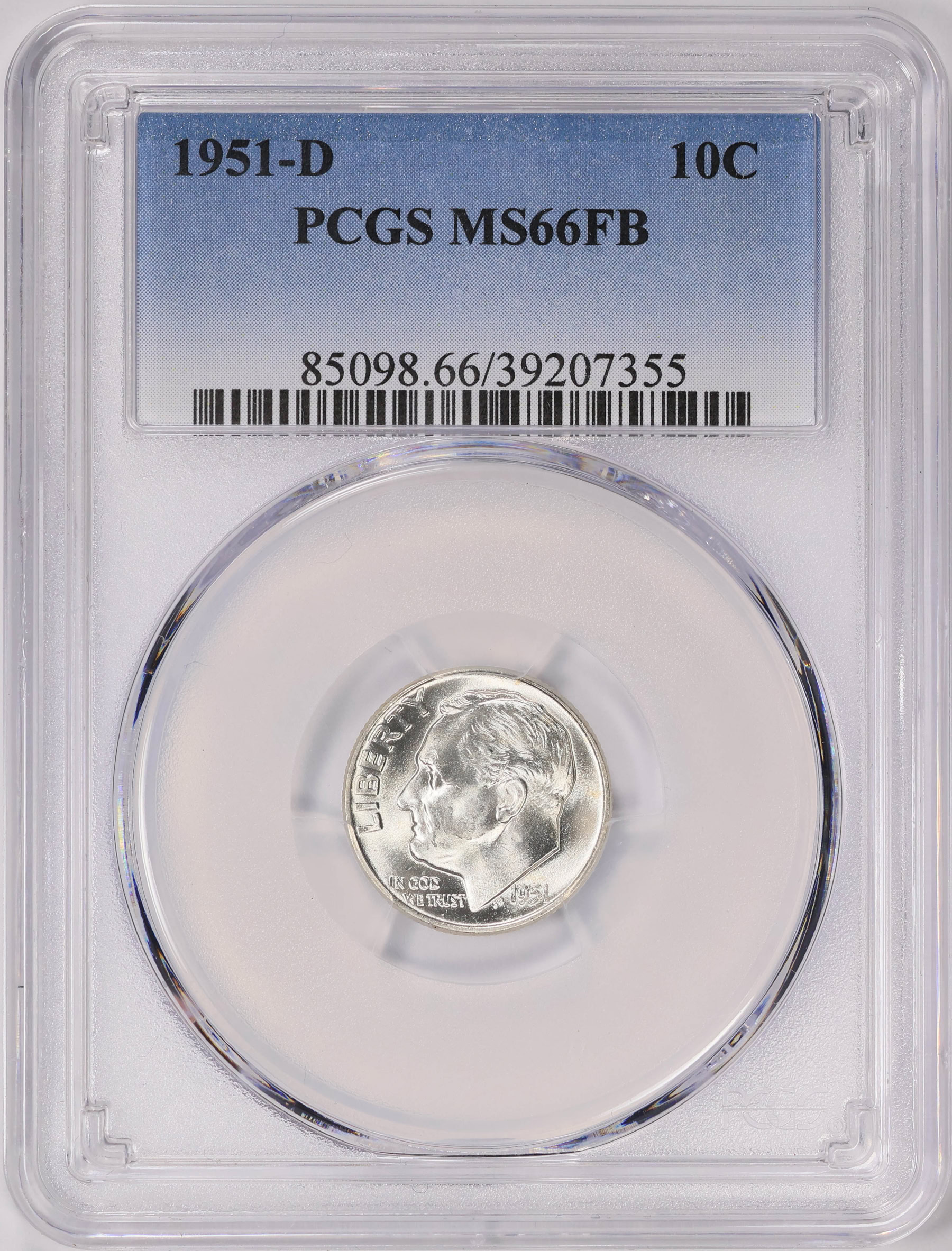 1951-D Roosevelt Dime PCGS MS-66 FB (Item 1760014) | GreatCollections ...