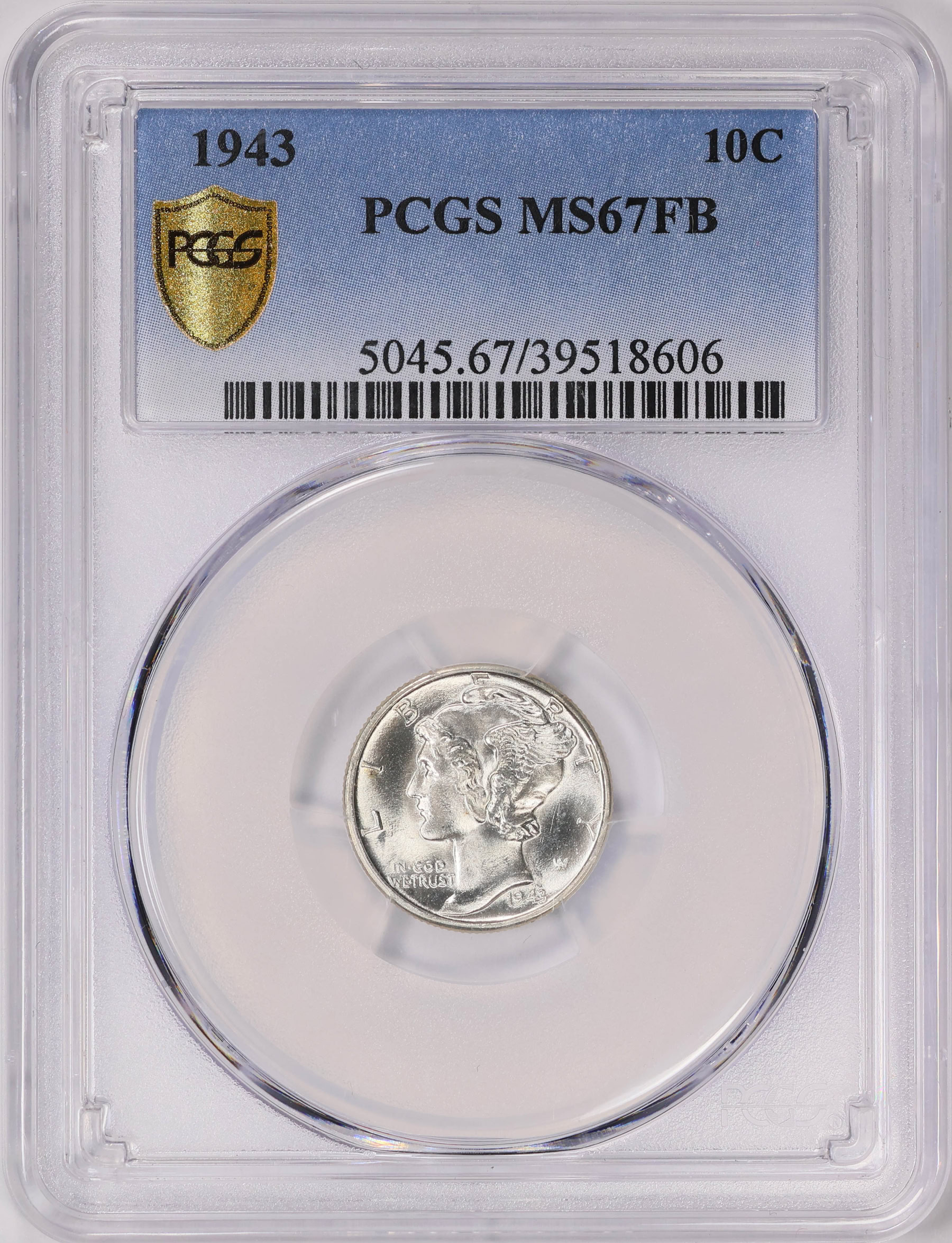 1943 Mercury Dime PCGS MS-67 FB (Item 1760023) | GreatCollections Coin ...