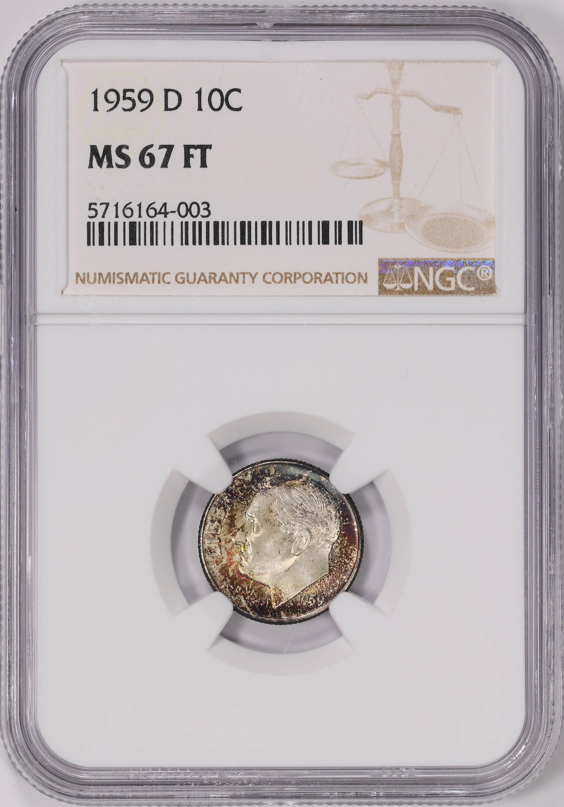 1959-D Roosevelt Dime NGC MS-67 FT (Toned) (Item 1760038 ...