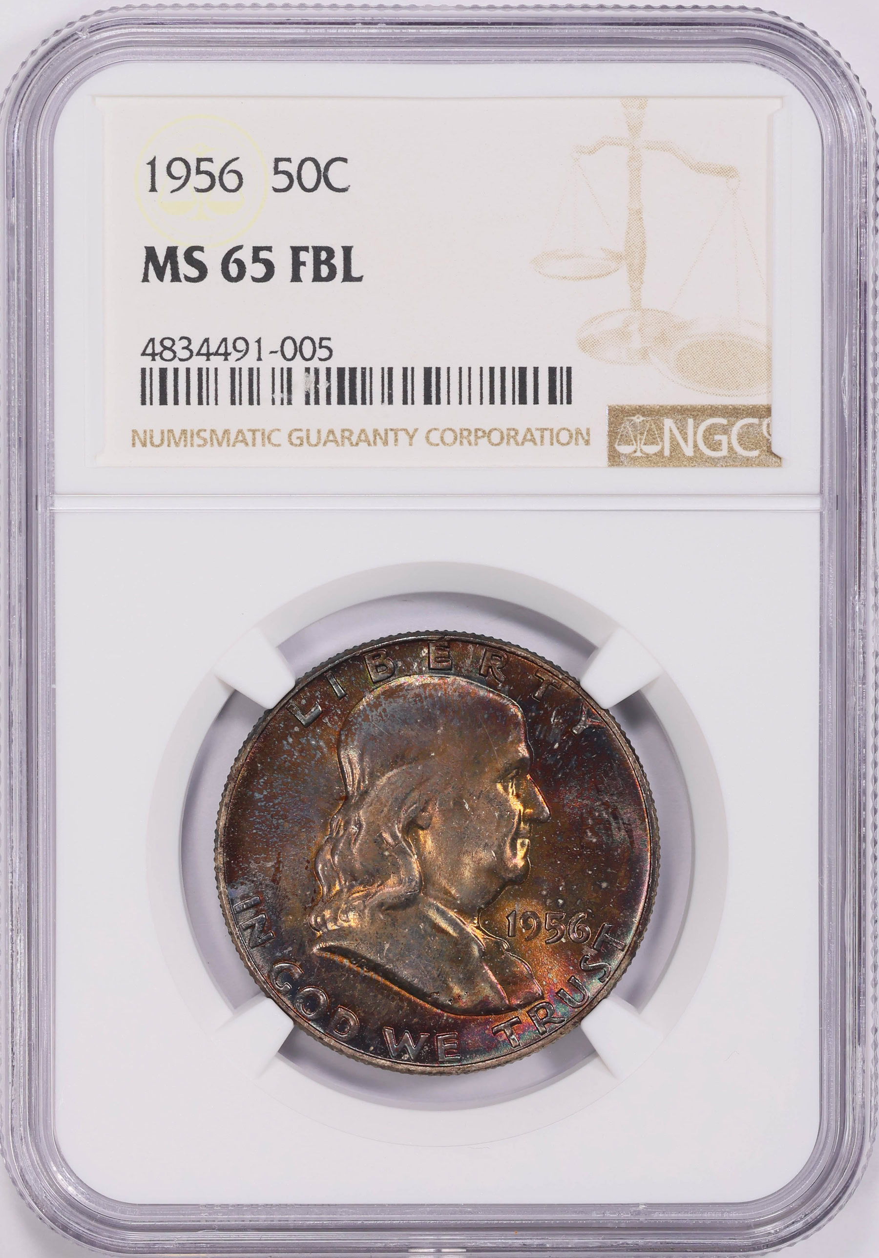 1956 Franklin Half Dollar NGC MS-65 FBL (Toned) (Item 1760043 ...