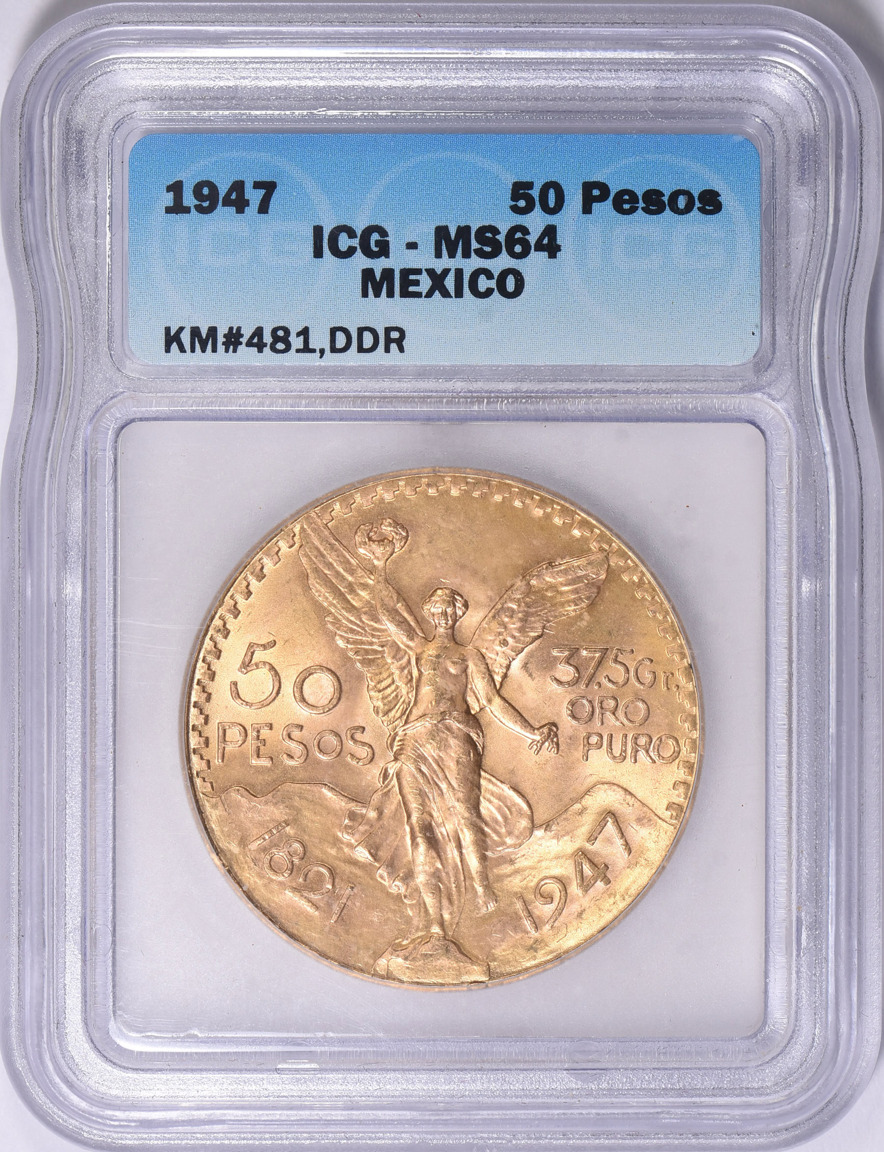 Mexico 1947 Gold 50 Pesos KM-481 ICG MS-64 DDR (AGW = 1.2057 Oz.) (Item 1760067 ...