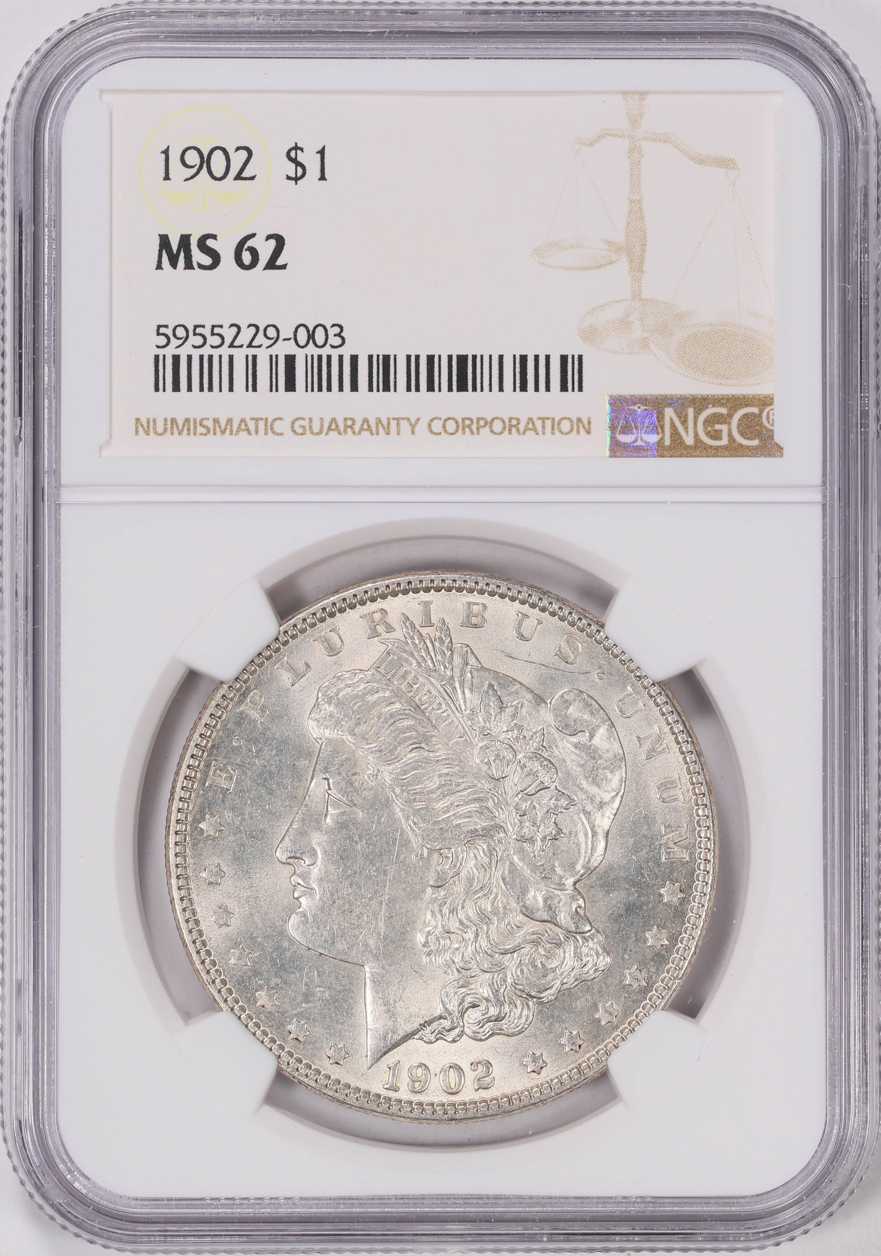 1902 Morgan Silver Dollar NGC MS-62 (Item 1760189) | GreatCollections Coin Auctions