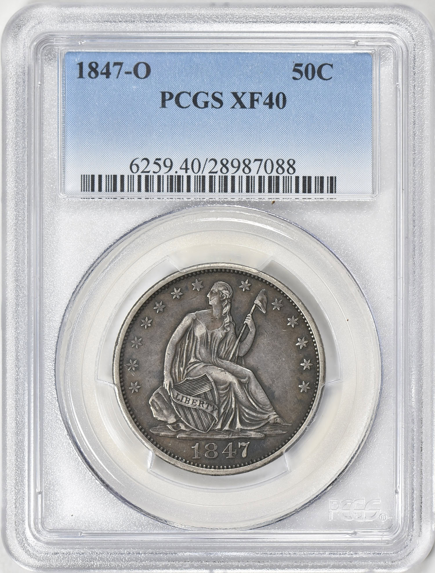1847-O Seated Liberty Half Dollar PCGS XF-40 (Item 1760235) | GreatCollections Coin Auctions