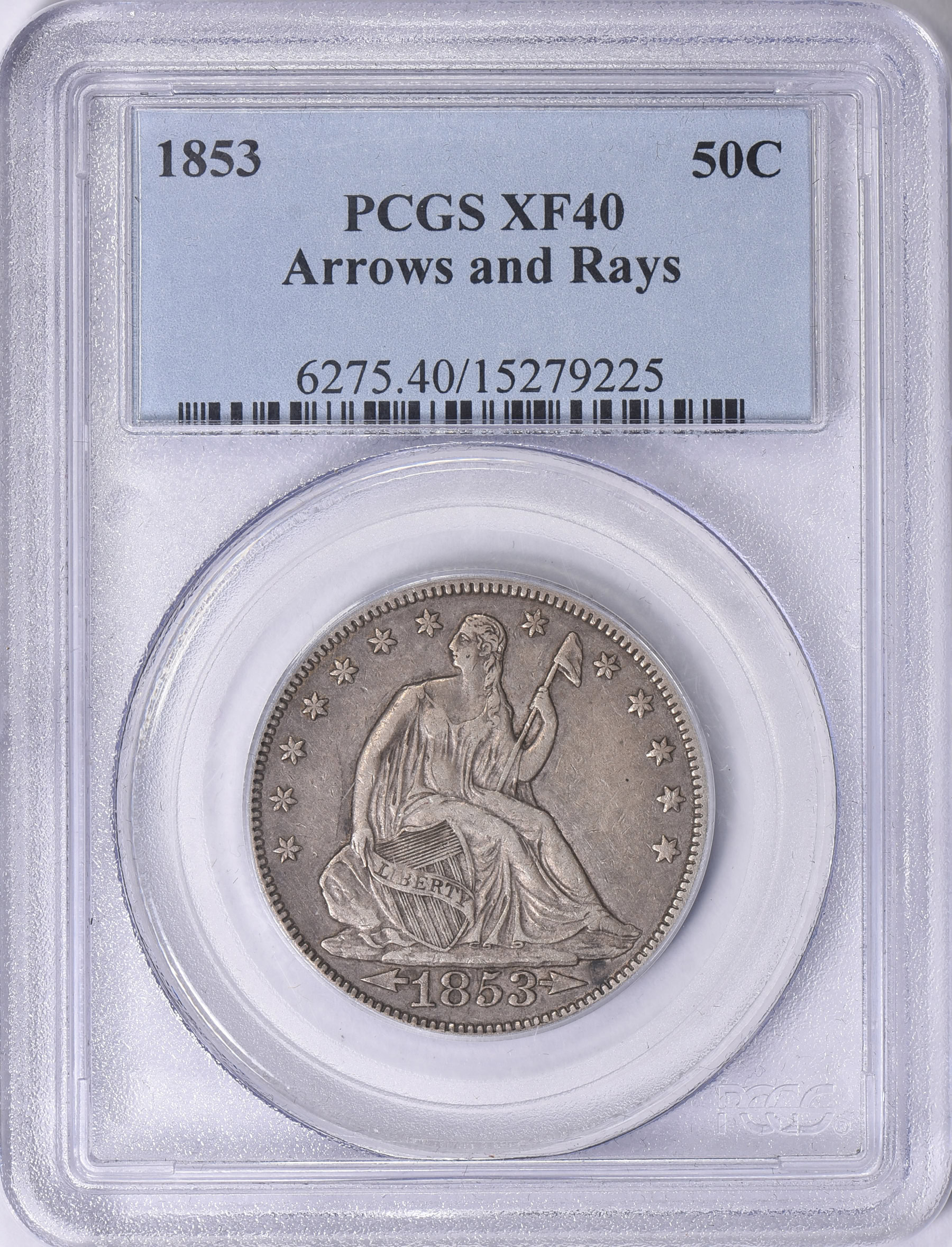 1853 Seated Liberty Half Dollar Arrows and Rays PCGS XF-40 (Item 1760236) | GreatCollections ...