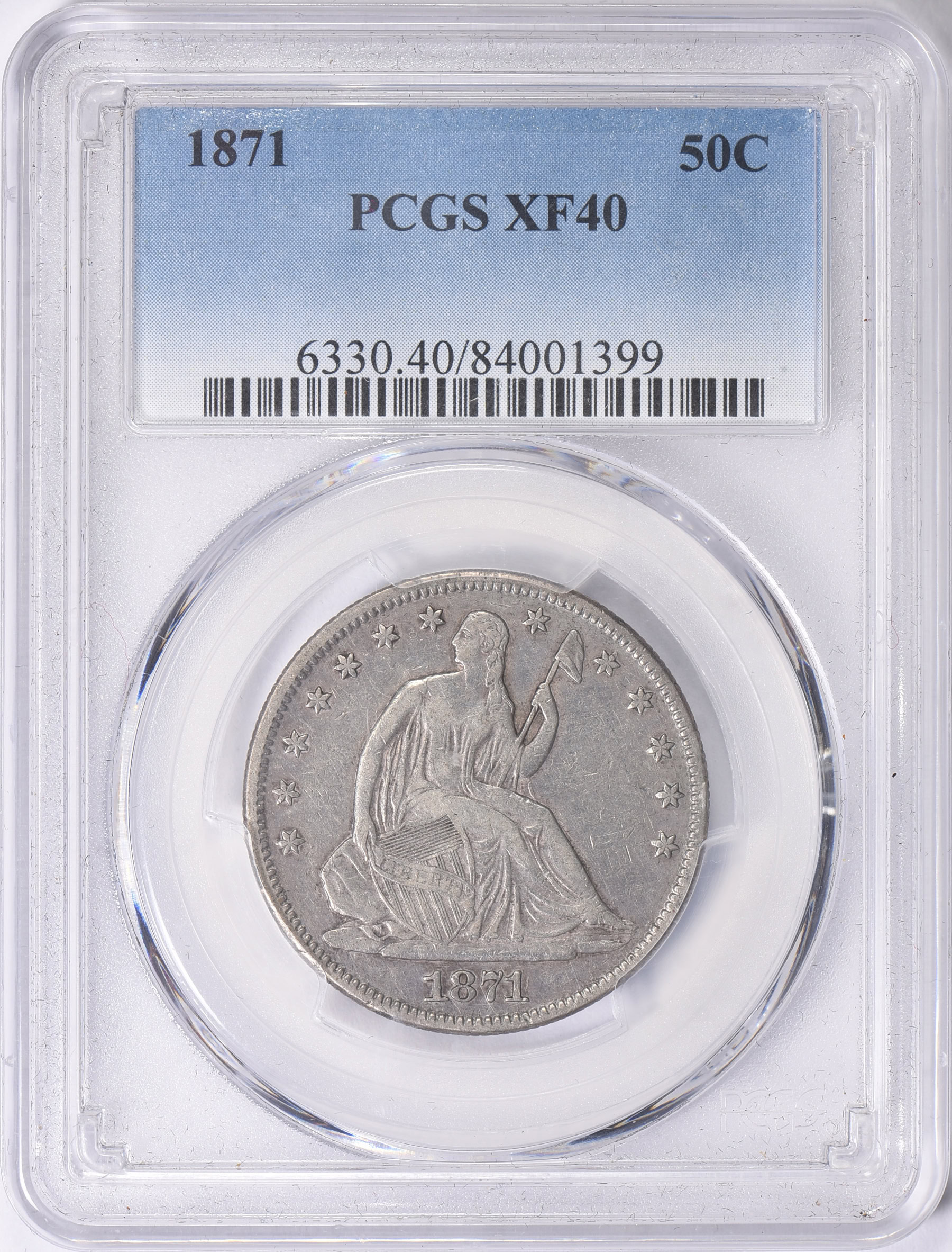 1871 Seated Liberty Half Dollar PCGS XF-40 (Item 1760237) | GreatCollections Coin Auctions