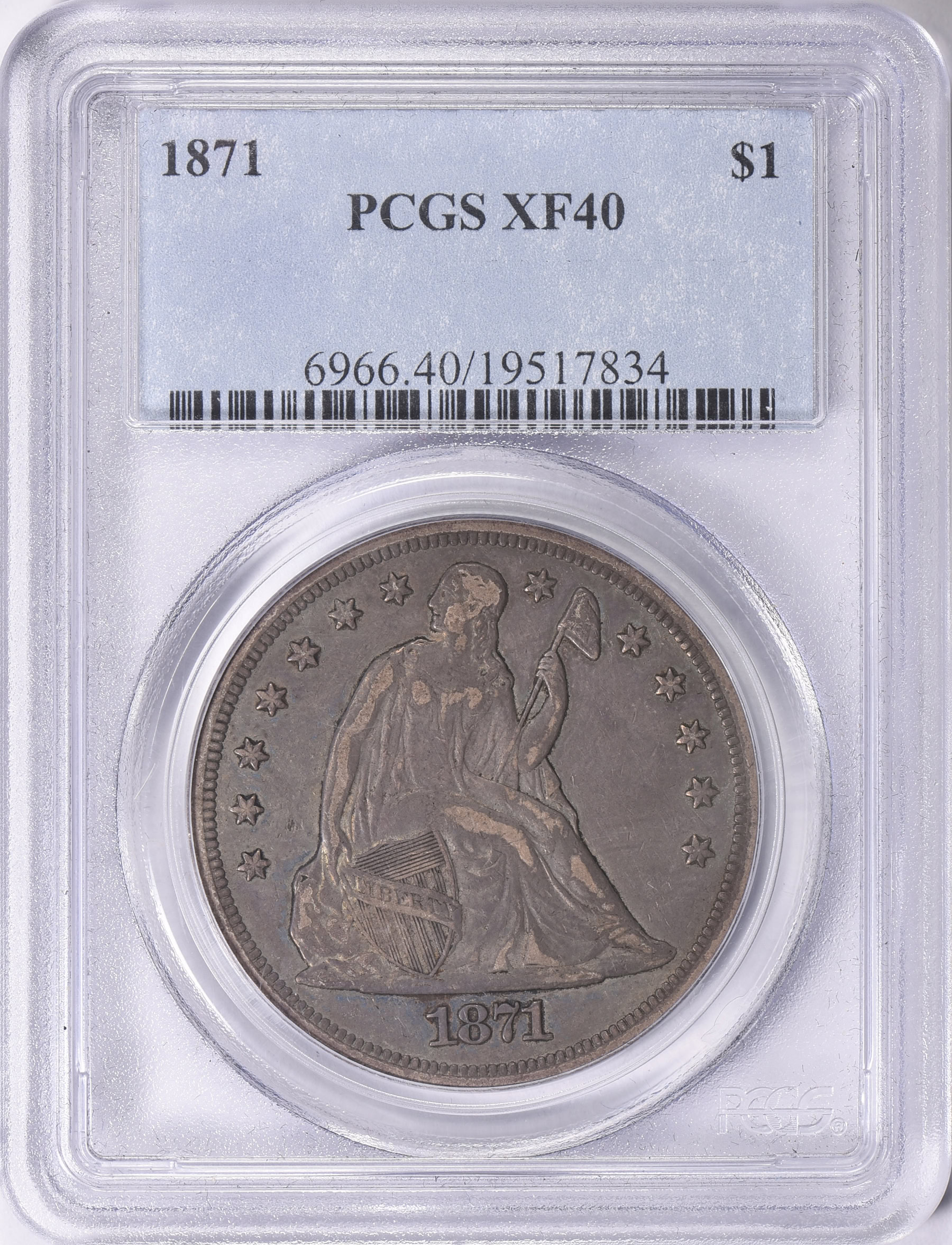 1871 Seated Liberty Silver Dollar PCGS XF-40 (Item 1760238) | GreatCollections Coin Auctions