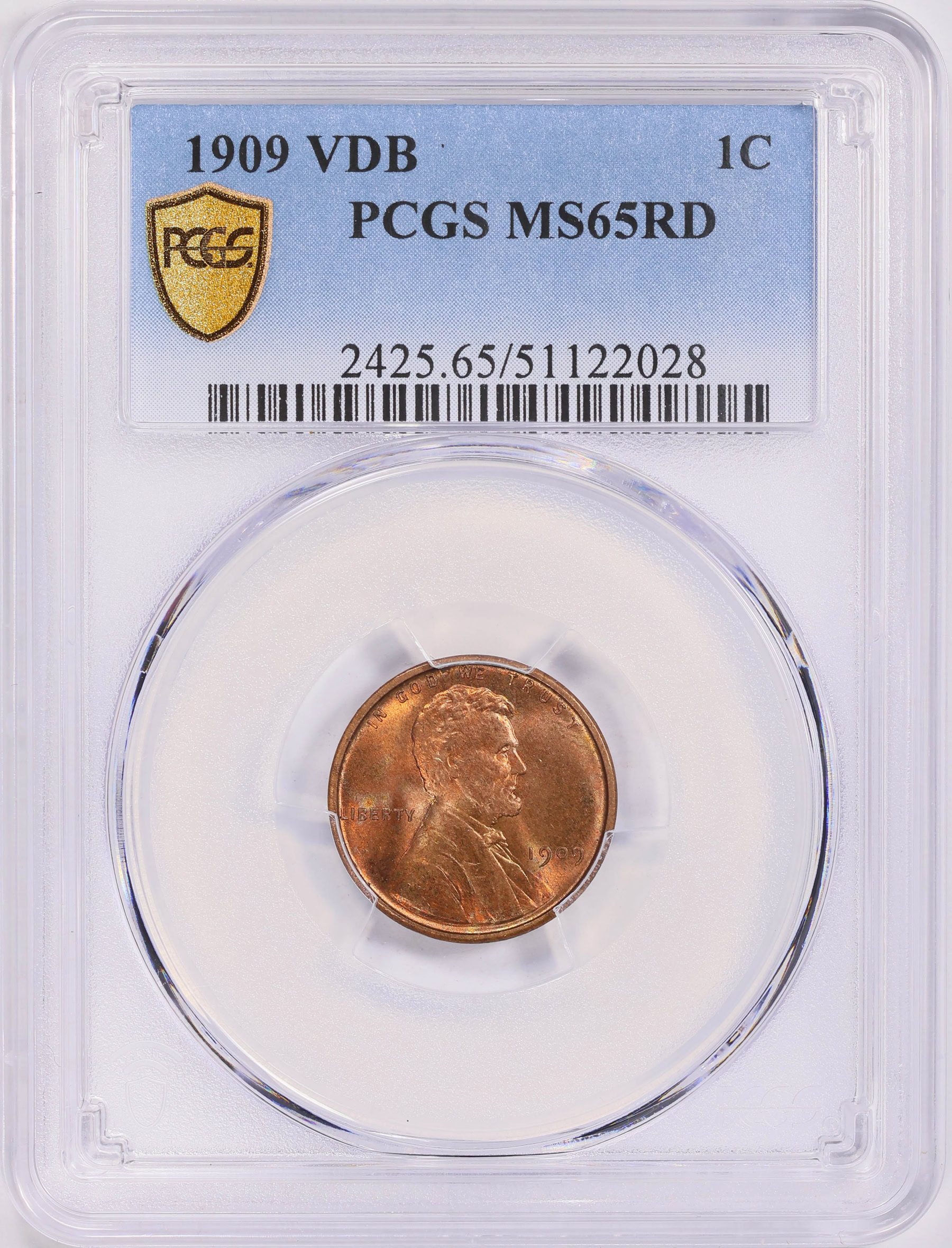 1909 Lincoln Cent V.D.B. PCGS MS-65 RD (Item 1760261) | GreatCollections Coin Auctions