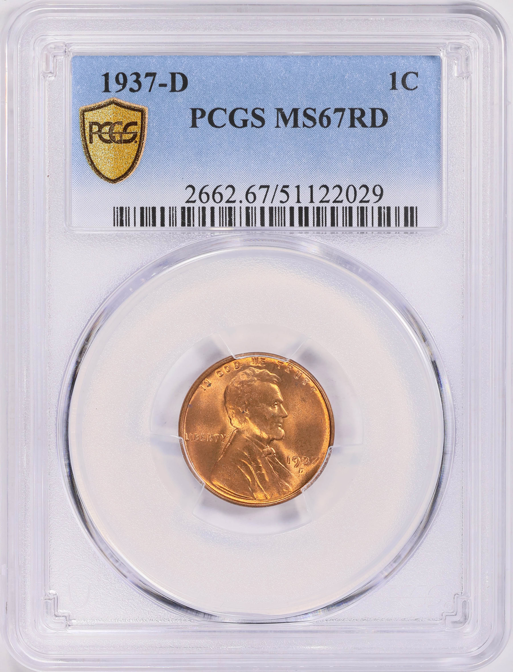 1937-D Lincoln Cent PCGS MS-67 RD (Item 1760262) | GreatCollections Coin Auctions