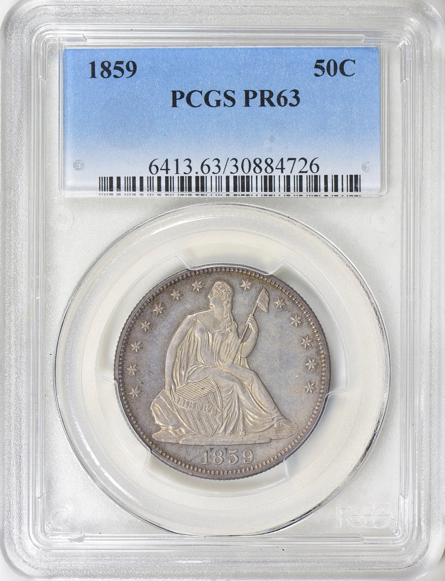 1859 Seated Liberty Half Dollar PCGS Proof-63 (Item 1760265) | GreatCollections Coin Auctions