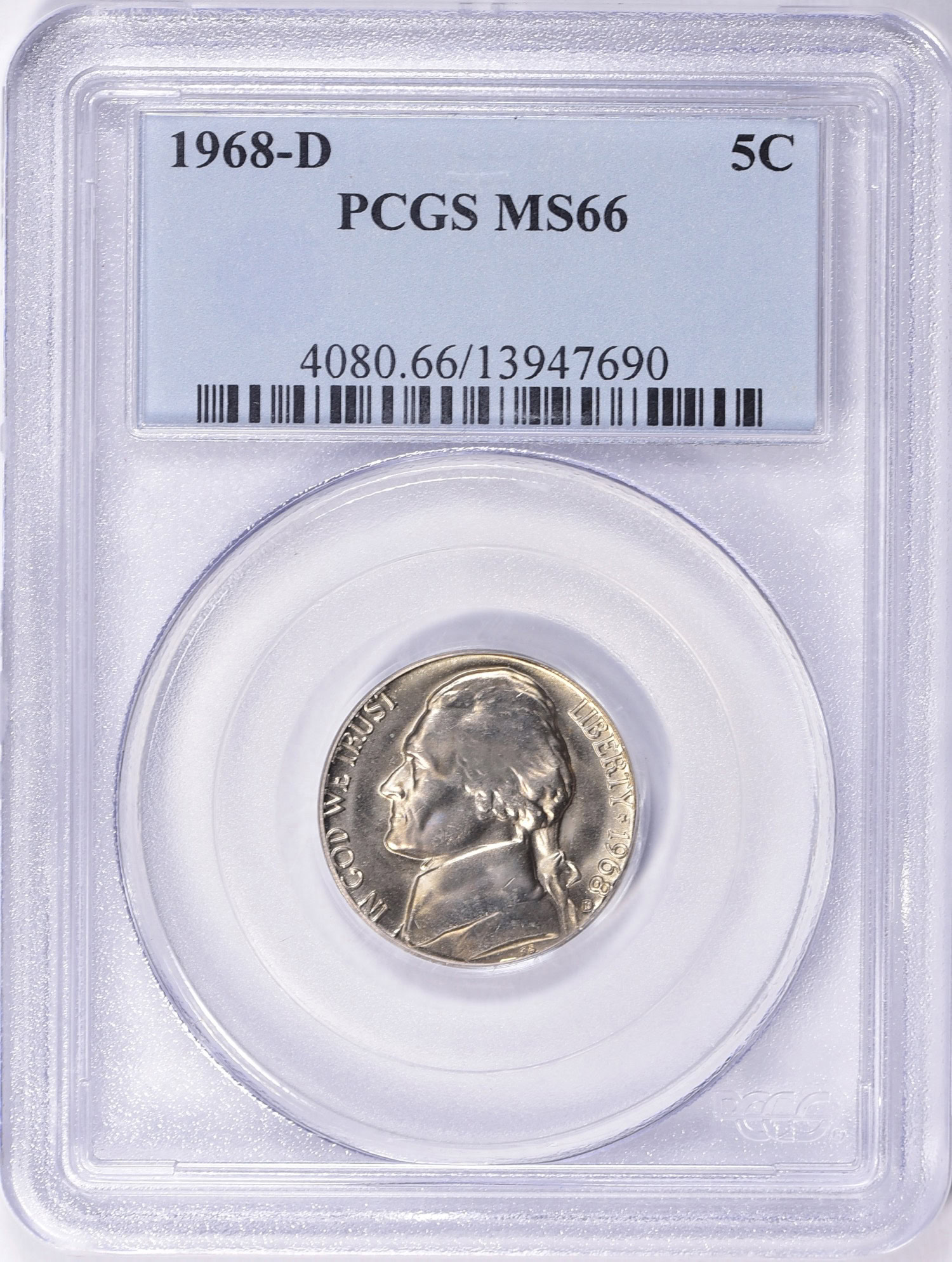 1968-D Jefferson Nickel PCGS MS-66 (Item 1760272) | GreatCollections ...
