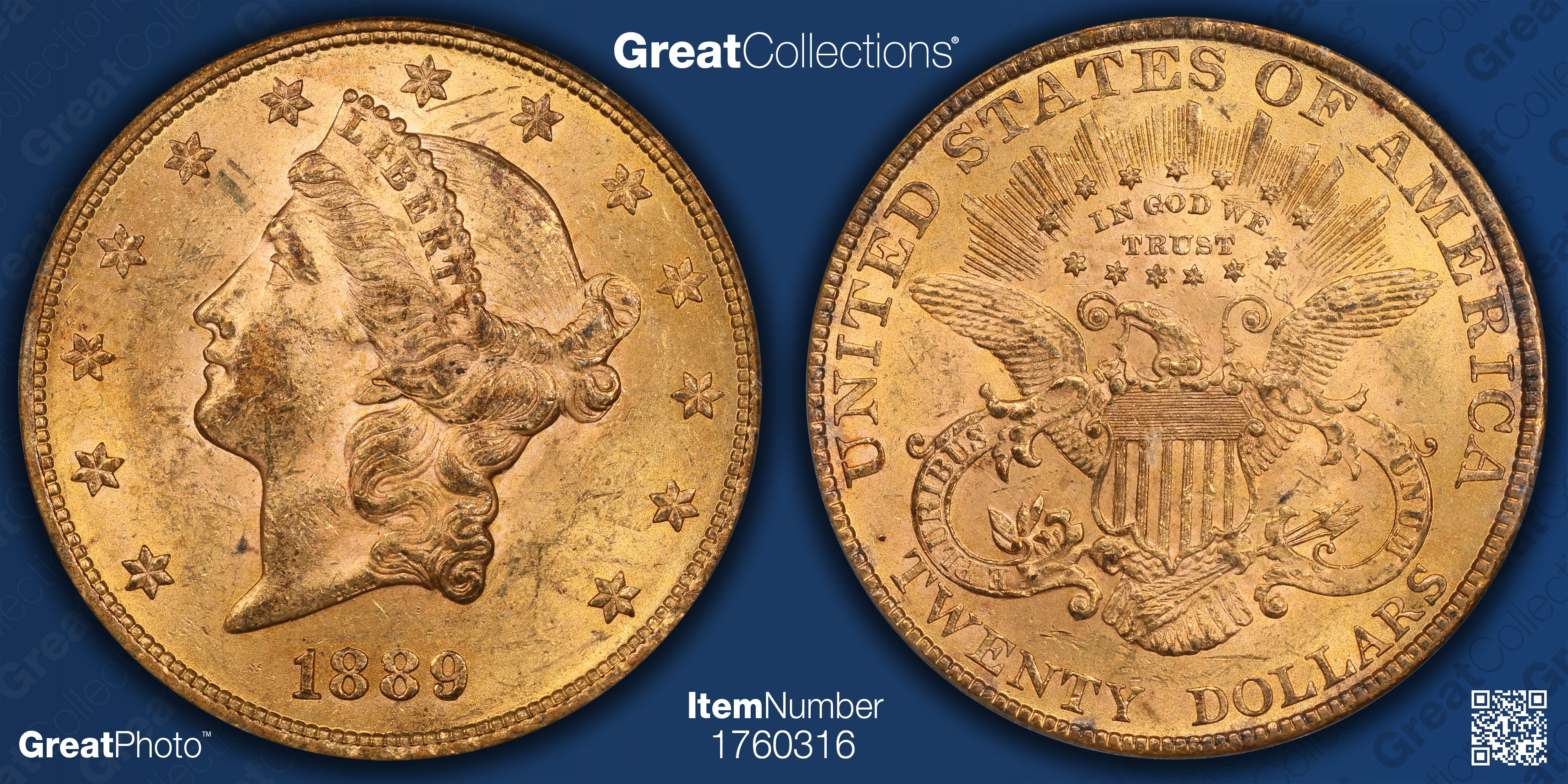 1889 Liberty Gold Double Eagle PCGS MS-60 OGH (Item 1760316 ...