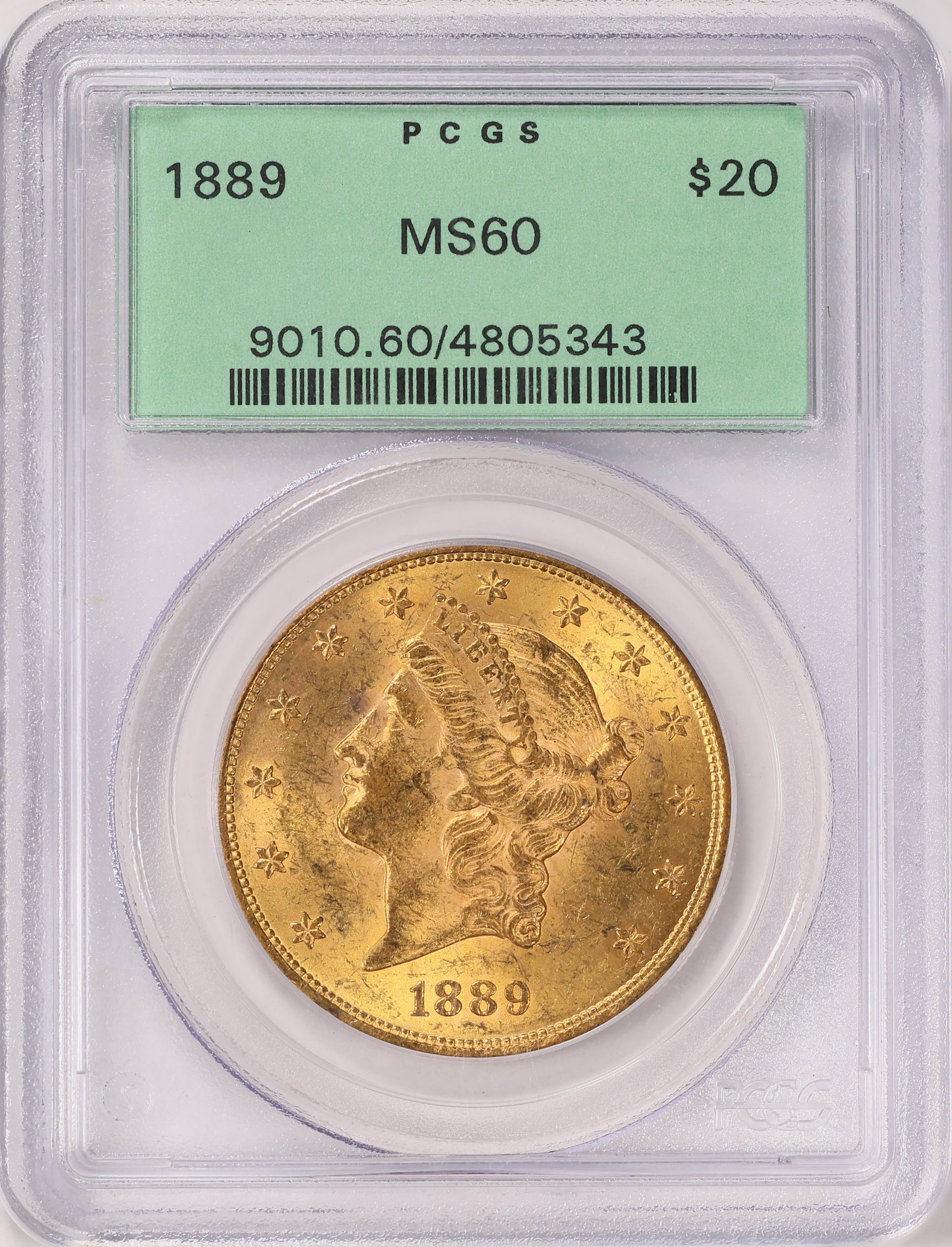 1889 Liberty Gold Double Eagle PCGS MS-60 OGH (Item 1760319) | GreatCollections Coin Auctions
