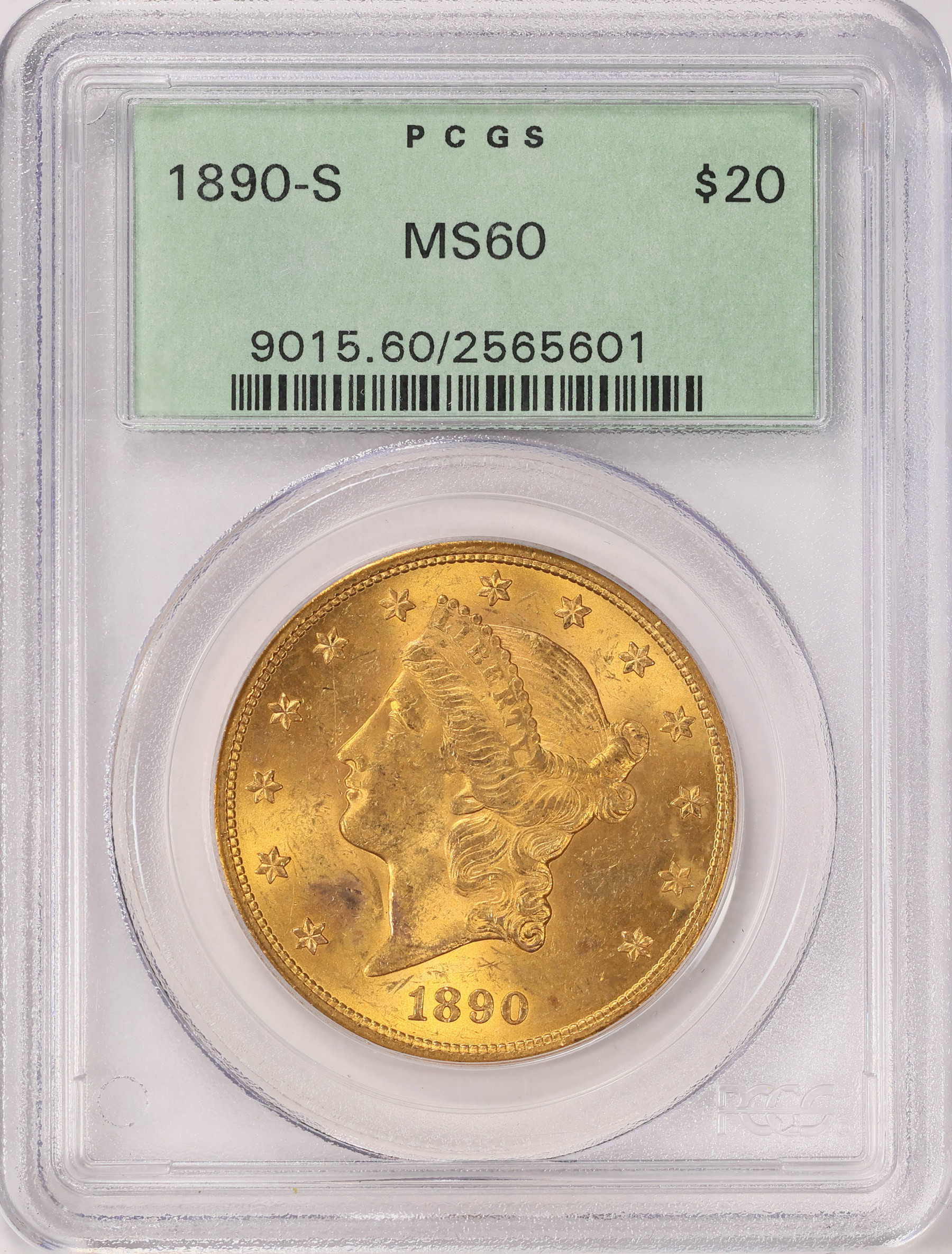 1890-S Liberty Gold Double Eagle PCGS MS-60 OGH (Item 1760320) | GreatCollections Coin Auctions