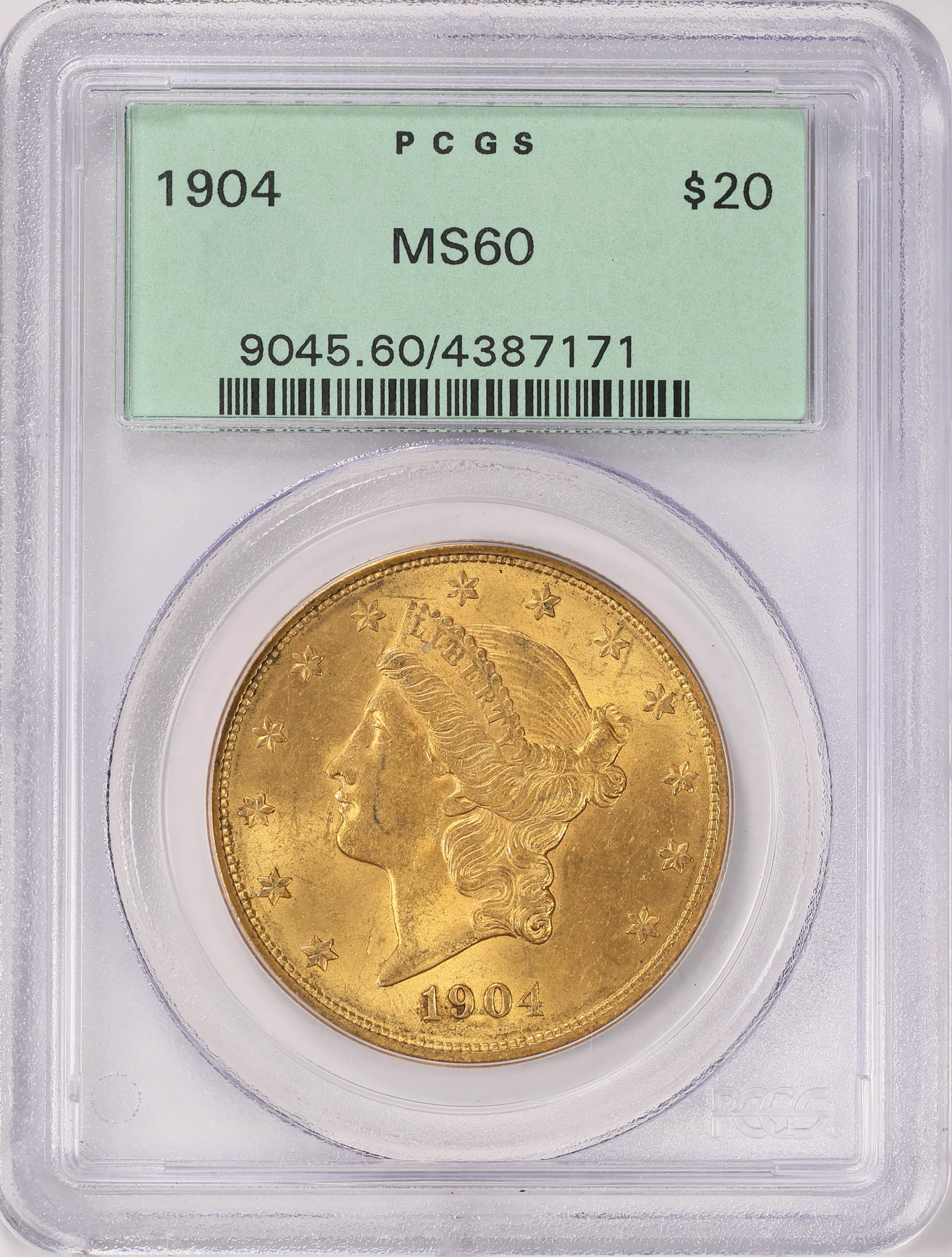1904 Liberty Gold Double Eagle PCGS MS-60 OGH (Item 1760321) | GreatCollections Coin Auctions