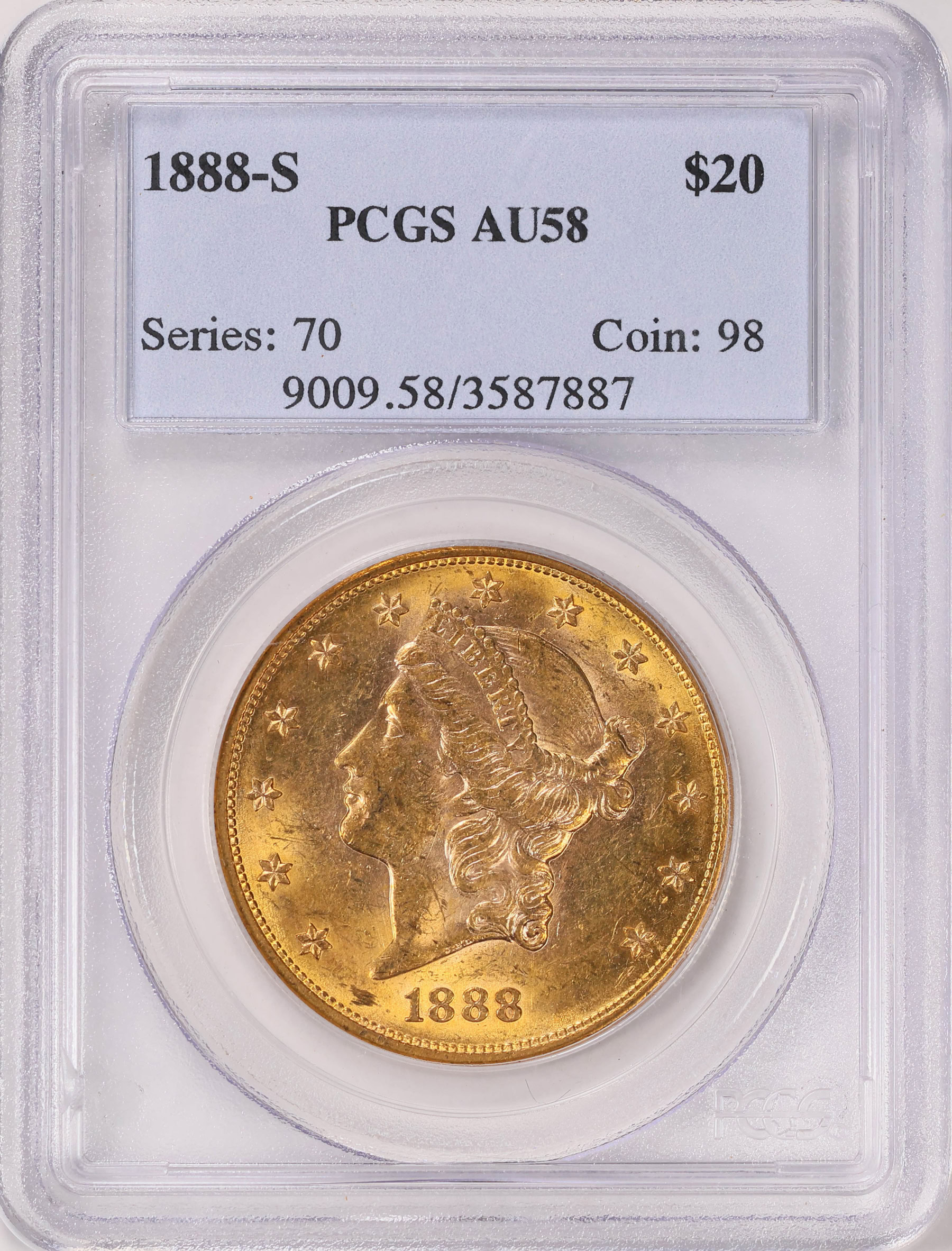 1888-S Liberty Gold Double Eagle PCGS AU-58 (Item 1760339) | GreatCollections Coin Auctions