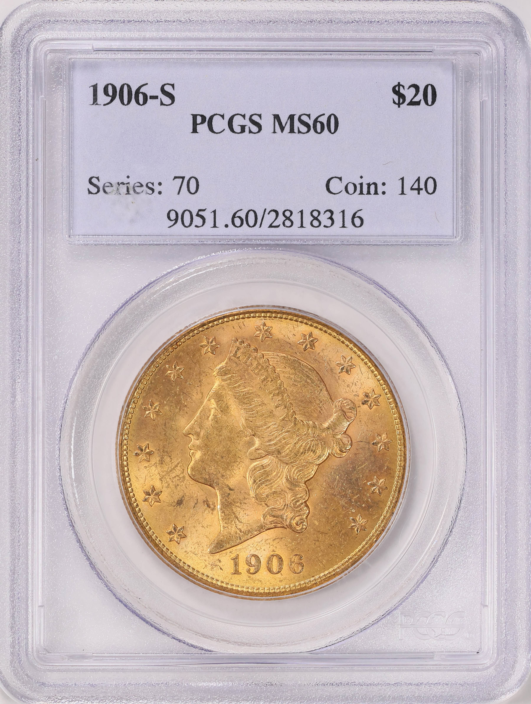 1906-S Liberty Gold Double Eagle PCGS MS-60 (Item 1760341) | GreatCollections Coin Auctions