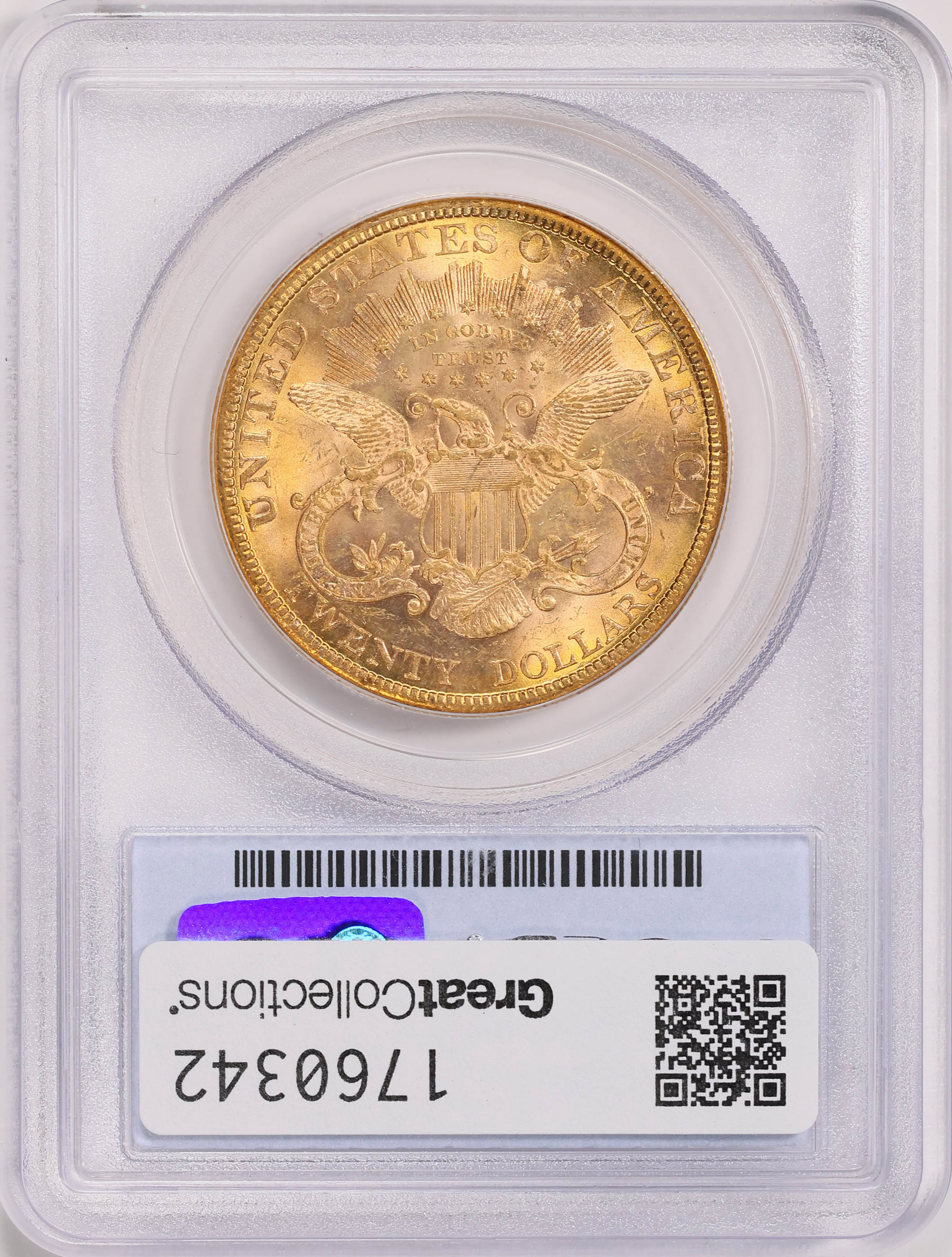1877 Liberty Gold Double Eagle PCGS MS-60 (Item 1760342) | GreatCollections Coin Auctions