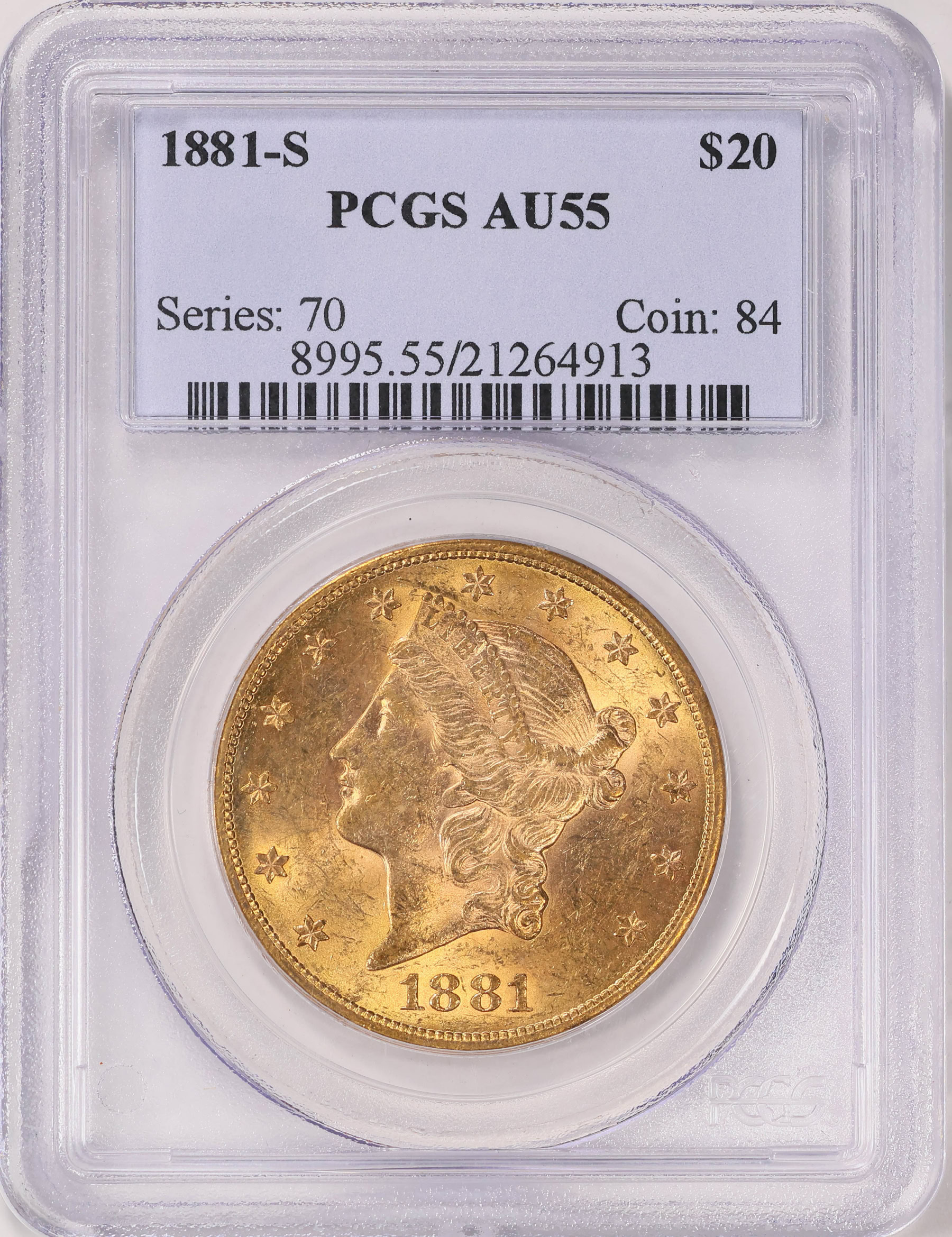 1881-S Liberty Gold Double Eagle PCGS AU-55 (Item 1760349) | GreatCollections Coin Auctions
