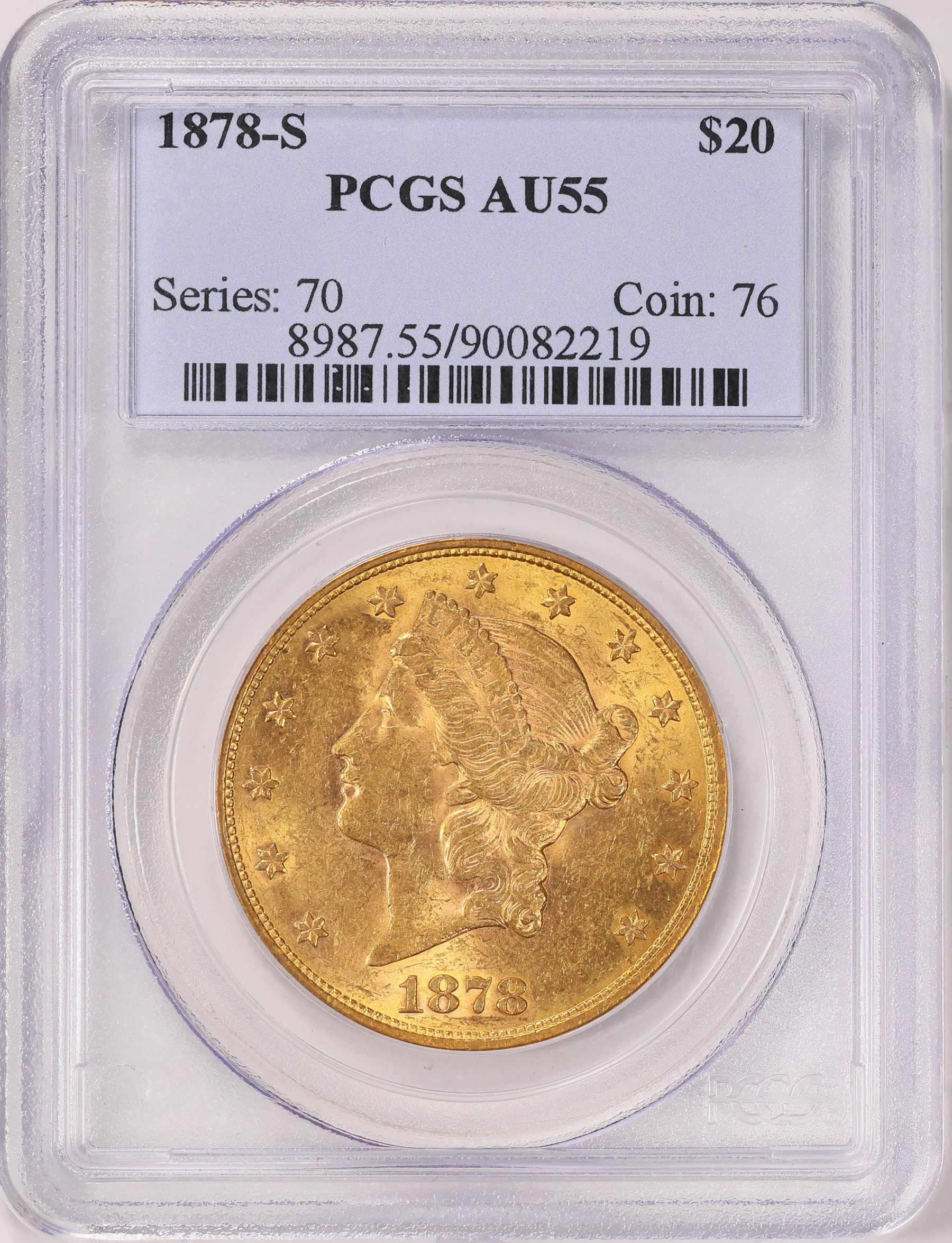 1878-S Liberty Gold Double Eagle PCGS AU-55 (Item 1760350) | GreatCollections Coin Auctions