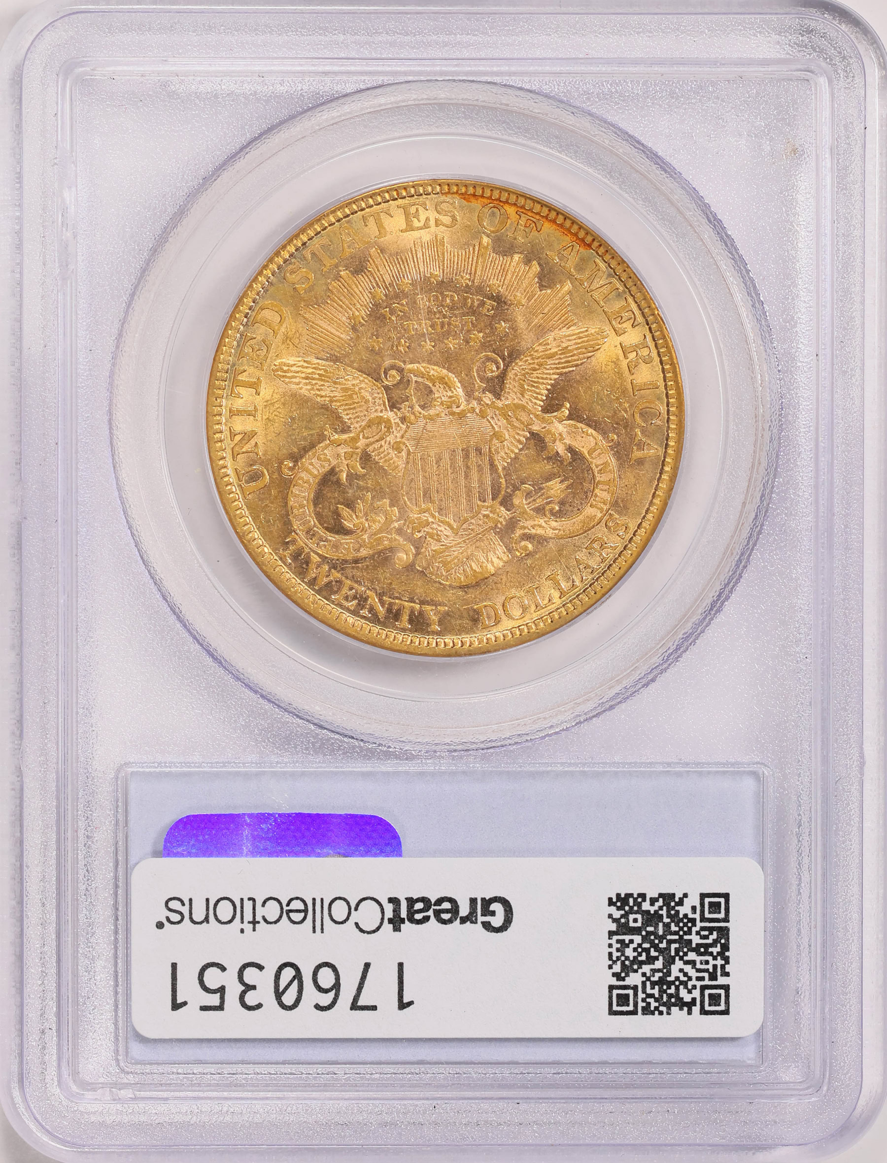1877 Liberty Gold Double Eagle PCGS AU-55 (Item 1760351) | GreatCollections Coin Auctions