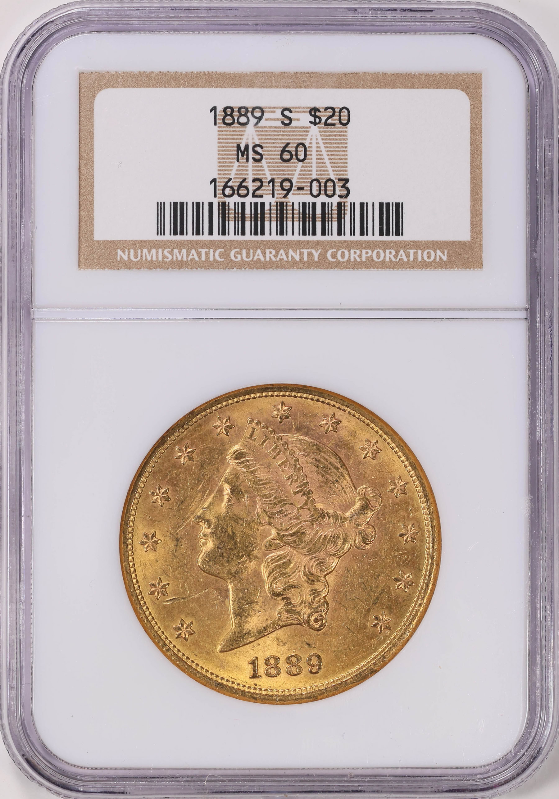 1889-S Liberty Gold Double Eagle NGC MS-60 (Item 1760356) | GreatCollections Coin Auctions