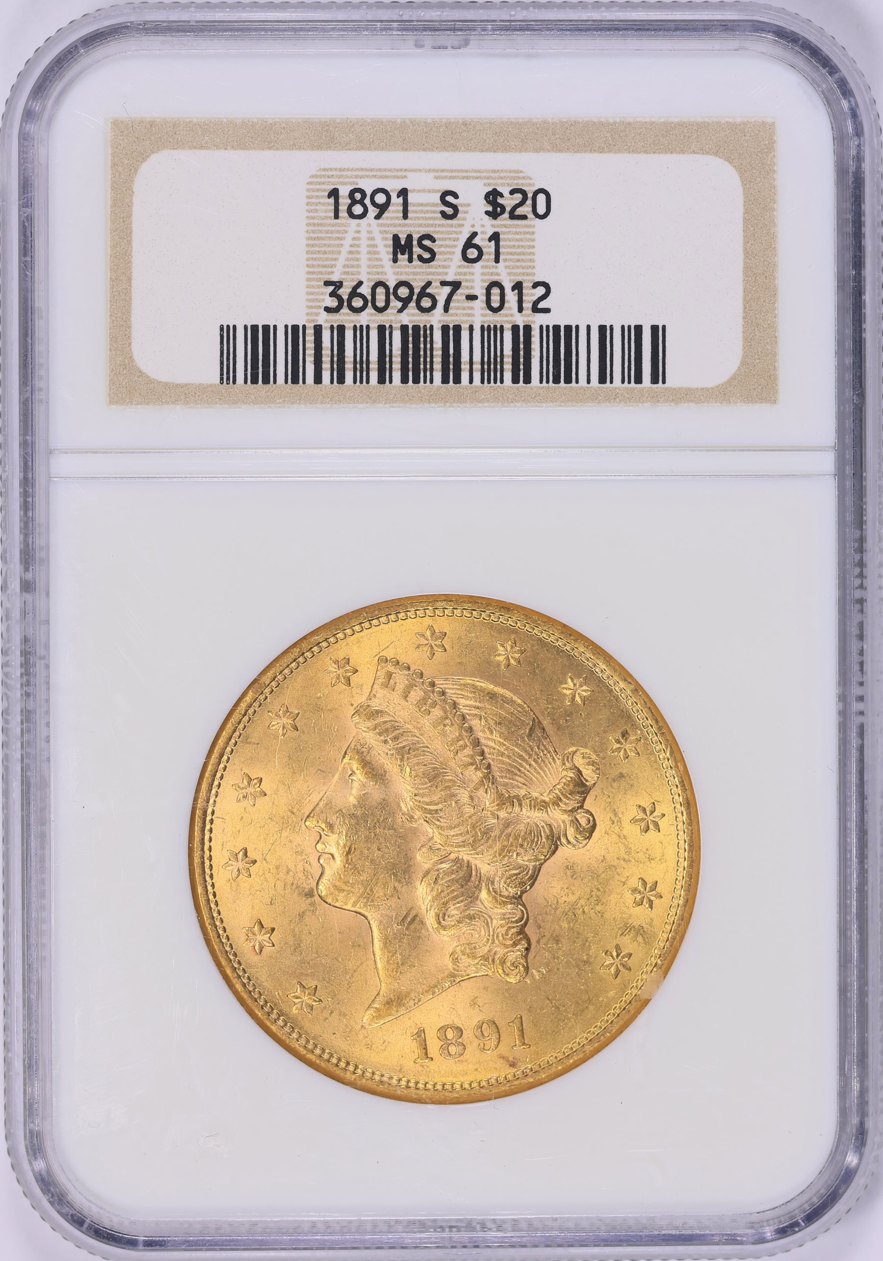 1891-S Liberty Gold Double Eagle NGC MS-61 (Item 1760383 ...