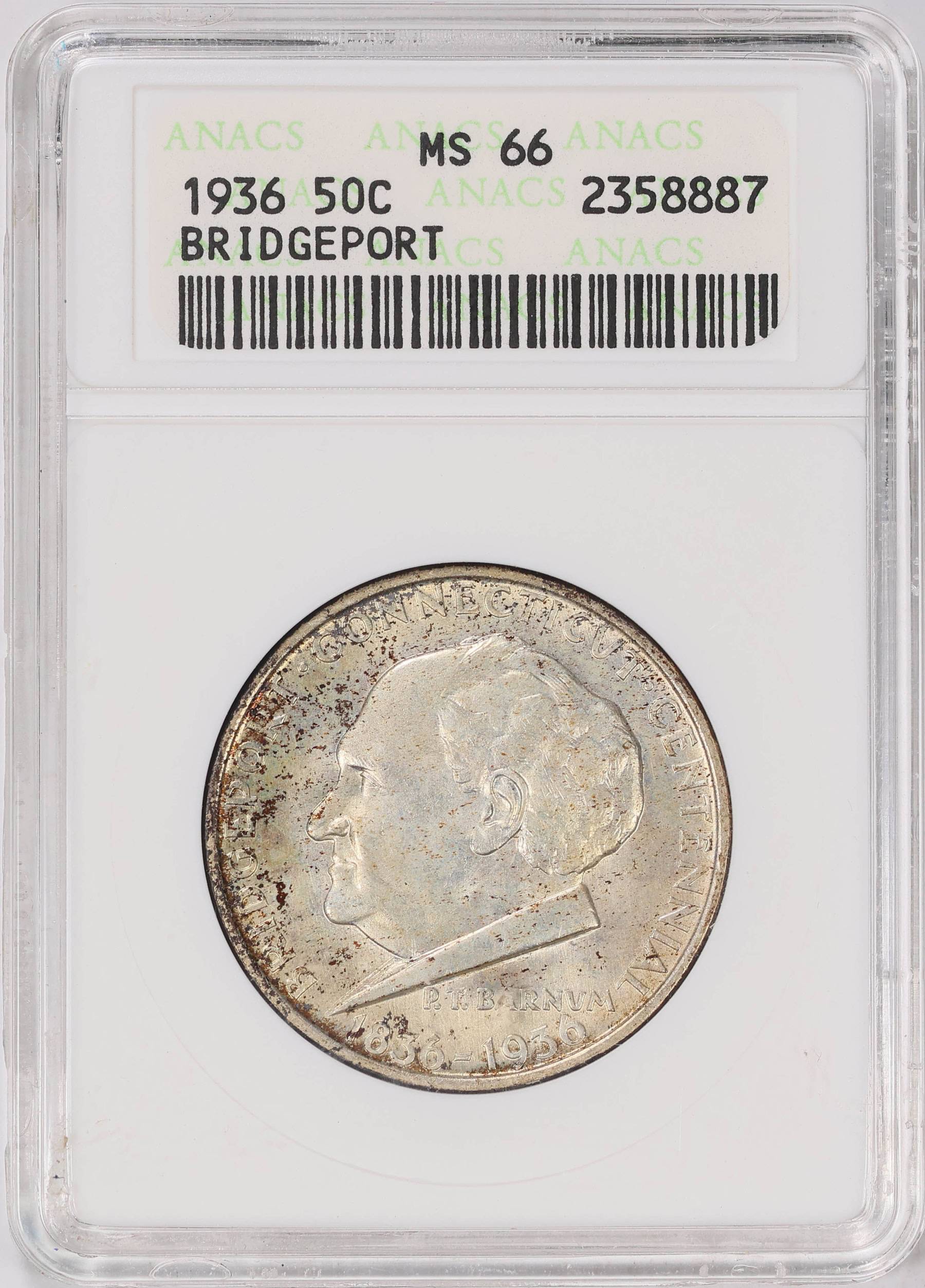 1936 Bridgeport, Connecticut, Centennial Half Dollar ANACS MS-66 OH (Item 1760480 ...