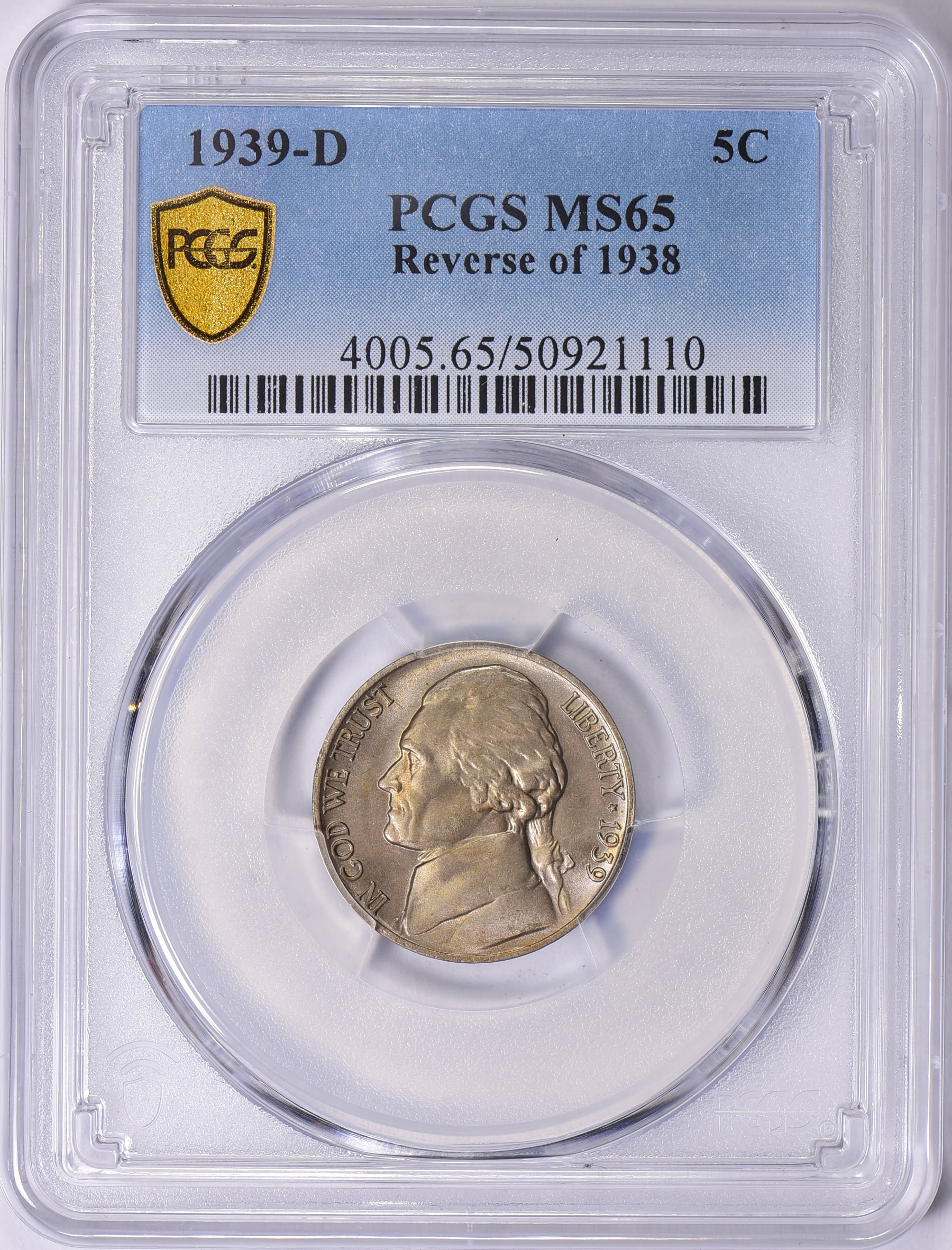 1939-D Jefferson Nickel Reverse of 1938 PCGS MS-65 (Item 1760492) | GreatCollections Coin Auctions