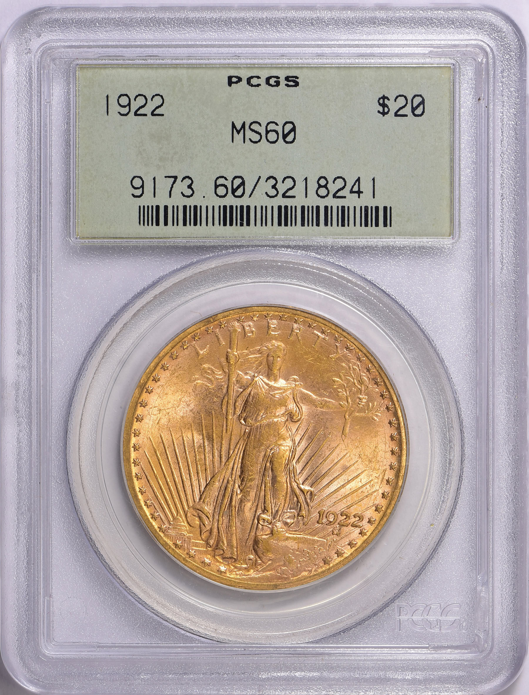 1922 Saint-Gaudens Gold Double Eagle PCGS MS-60 OGH (Item 1760537) | GreatCollections Coin Auctions