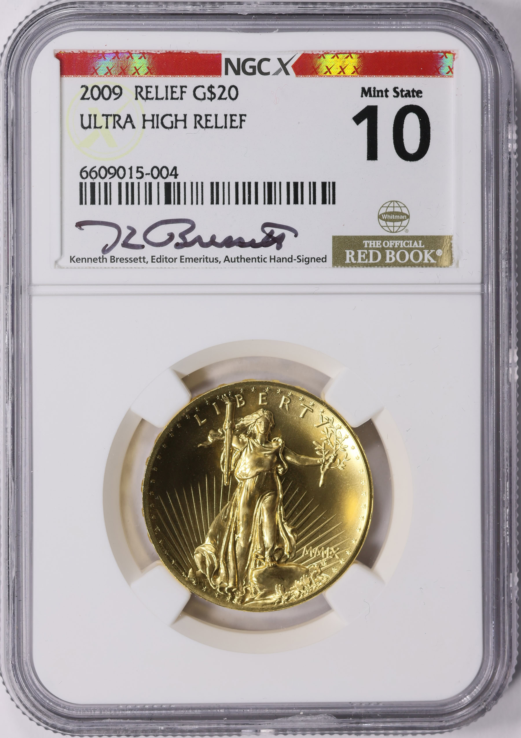 2009 MMIX Ultra High Relief $20 Gold NGCX Mint State 10 (NGC MS-70 ...