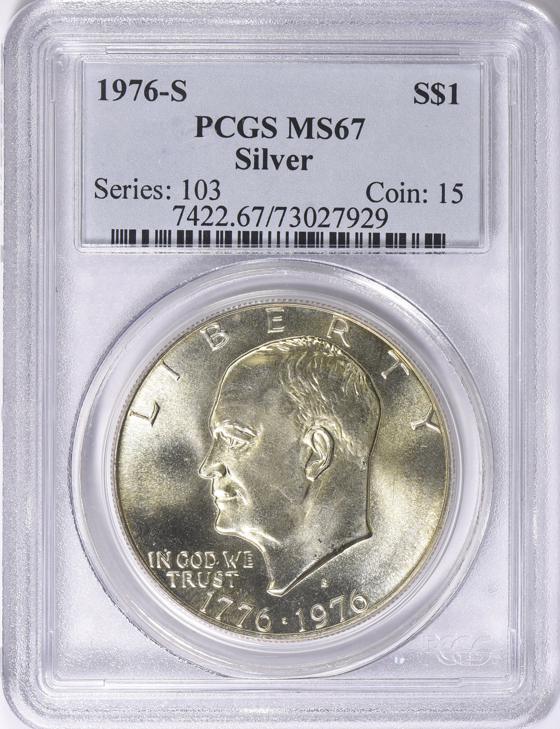 1976-S Eisenhower Dollar Silver PCGS MS-67 (Item 1760646) | GreatCollections Coin Auctions