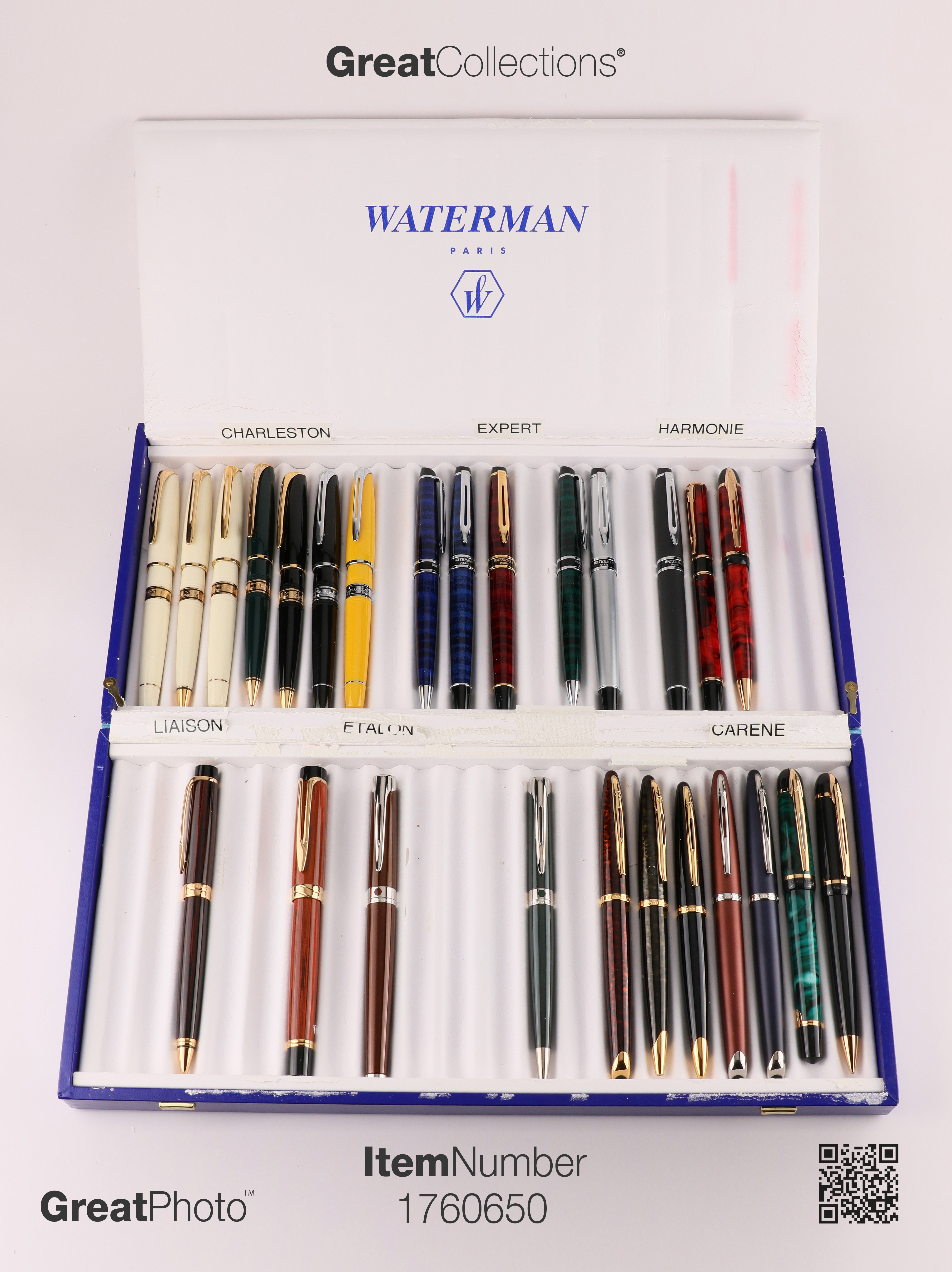 Waterman Pen and Pencil Selection in Waterman Display Case (25 Pens, 1 ...