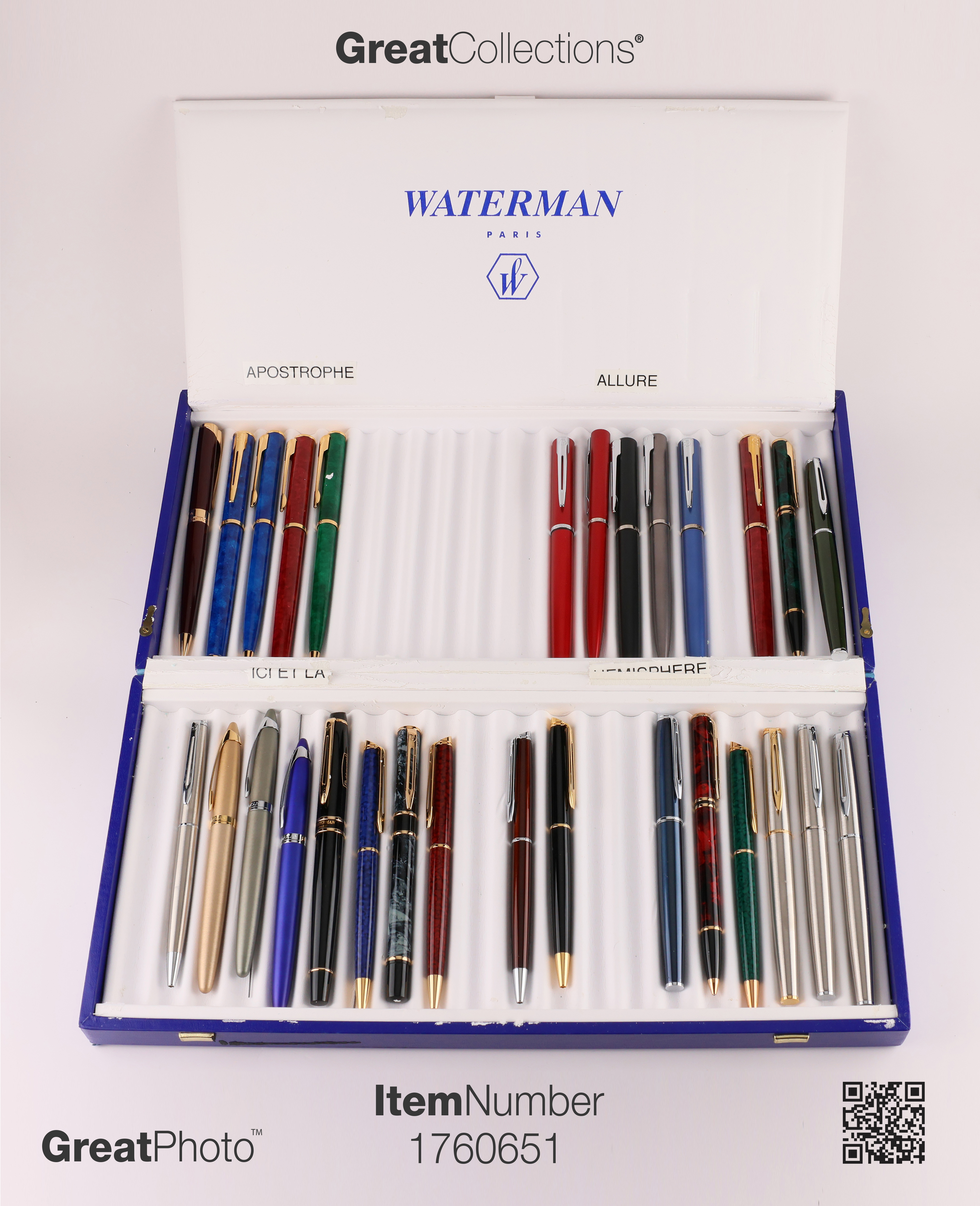Waterman Pen and Pencil Selection in Waterman Display Case (28 Pens, 1 ...