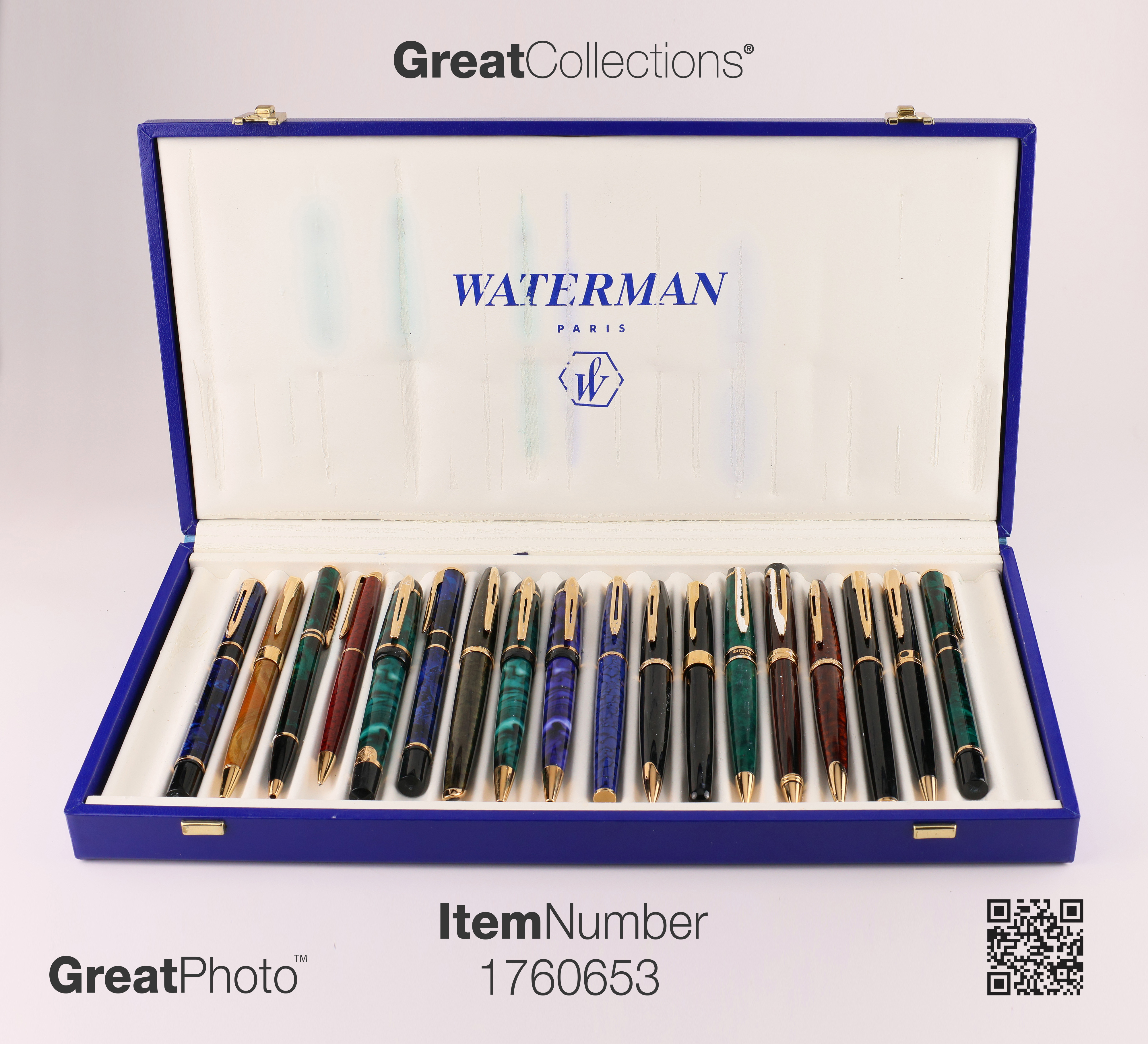 Waterman Pen and Pencil Selection in Waterman Display Case (15 Pens, 3 ...