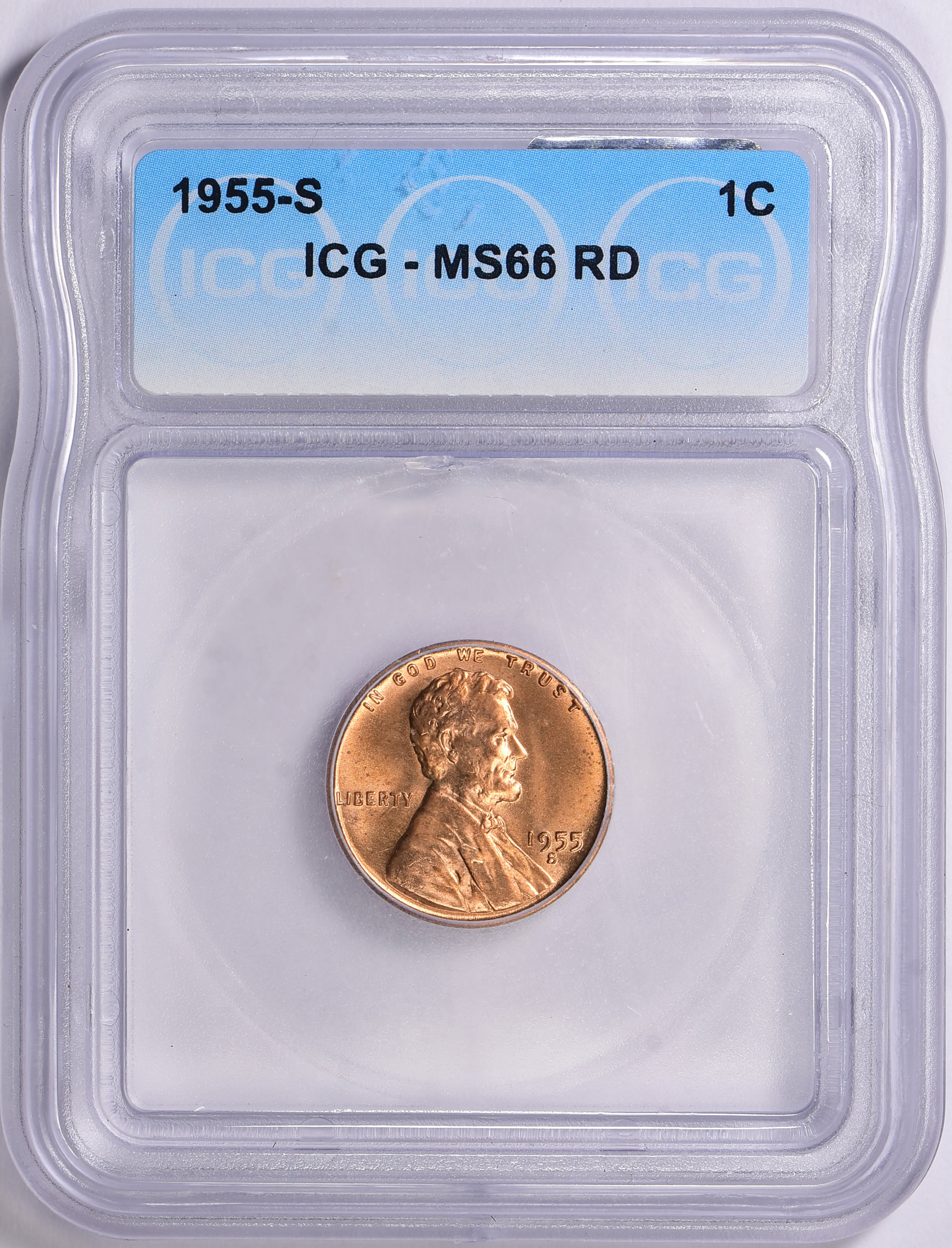 1955-S Lincoln Cent ICG MS-66 RD (Item 1760688) | GreatCollections Coin Auctions
