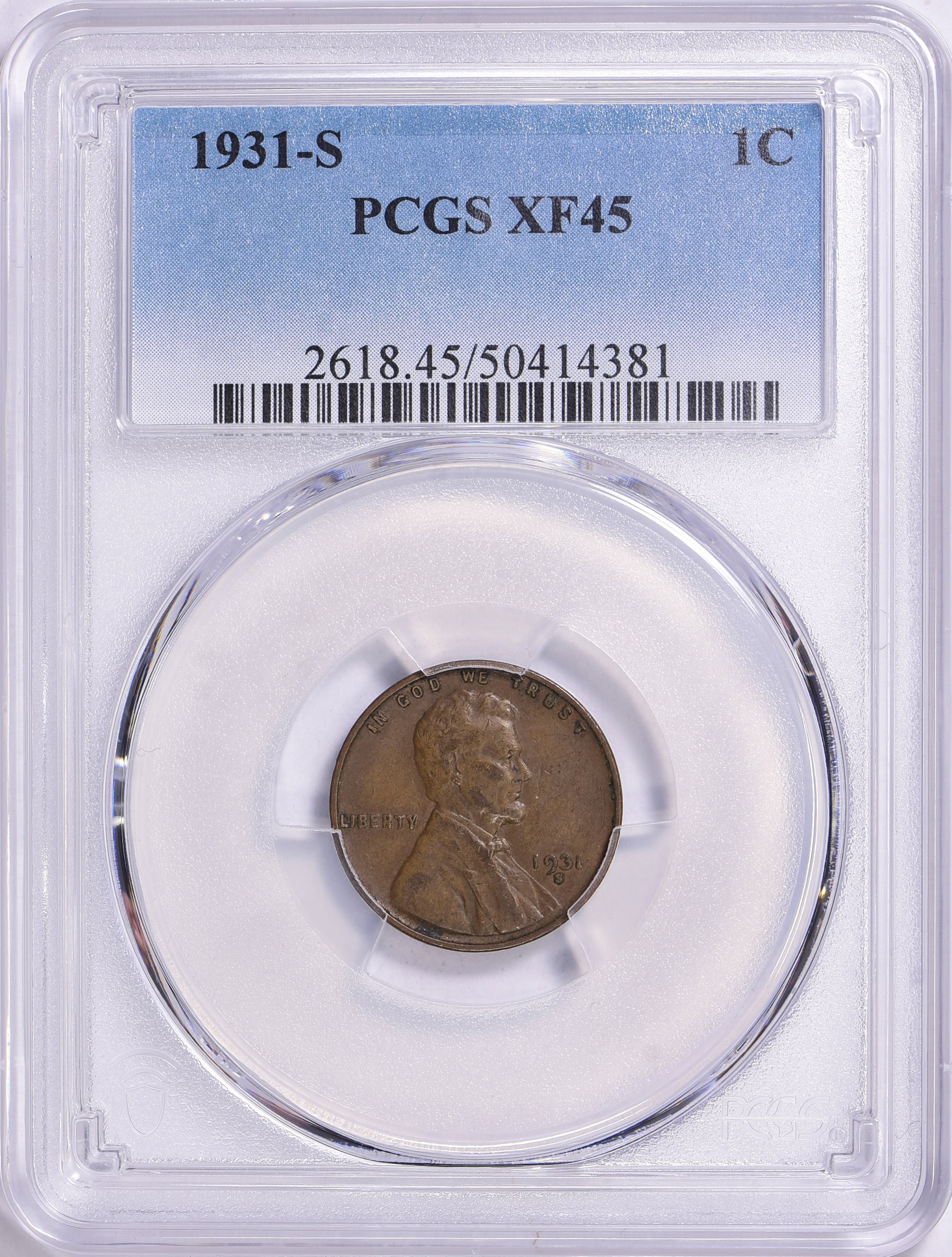 1931-S Lincoln Cent PCGS XF-45 BN (Item 1760719) | GreatCollections Coin Auctions