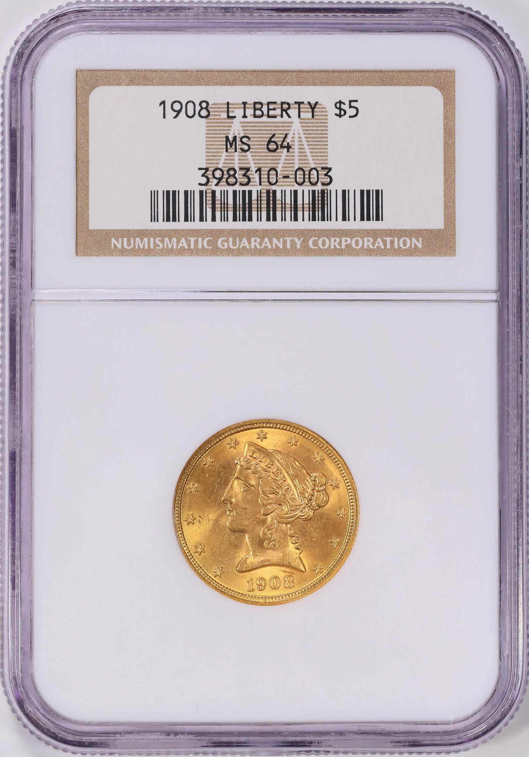 1908 Liberty Gold Half Eagle NGC MS-64 (Item 1760731 ...