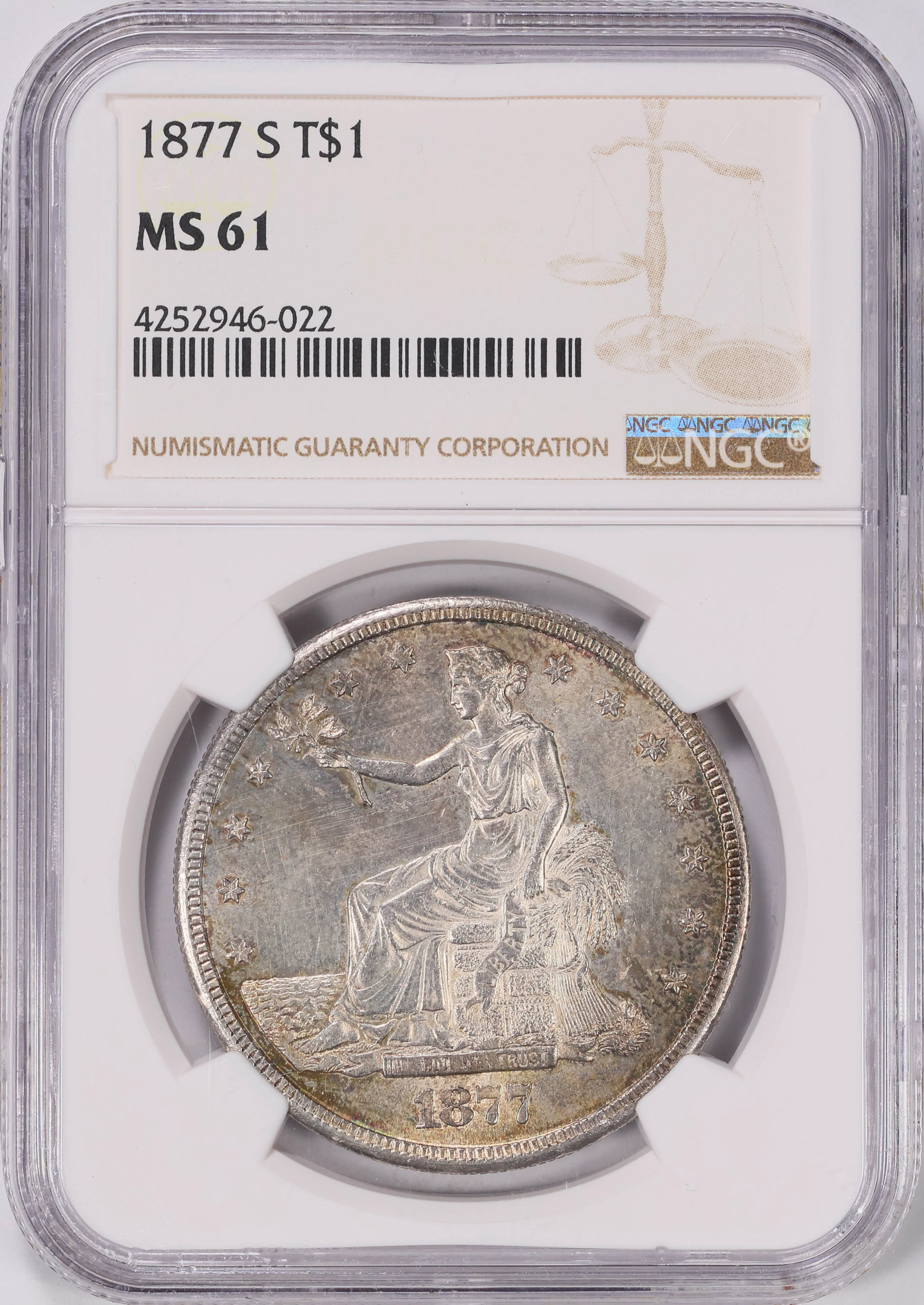 1877-S Trade Silver Dollar NGC MS-61 (Toned) (Item 1760737) | GreatCollections Coin Auctions
