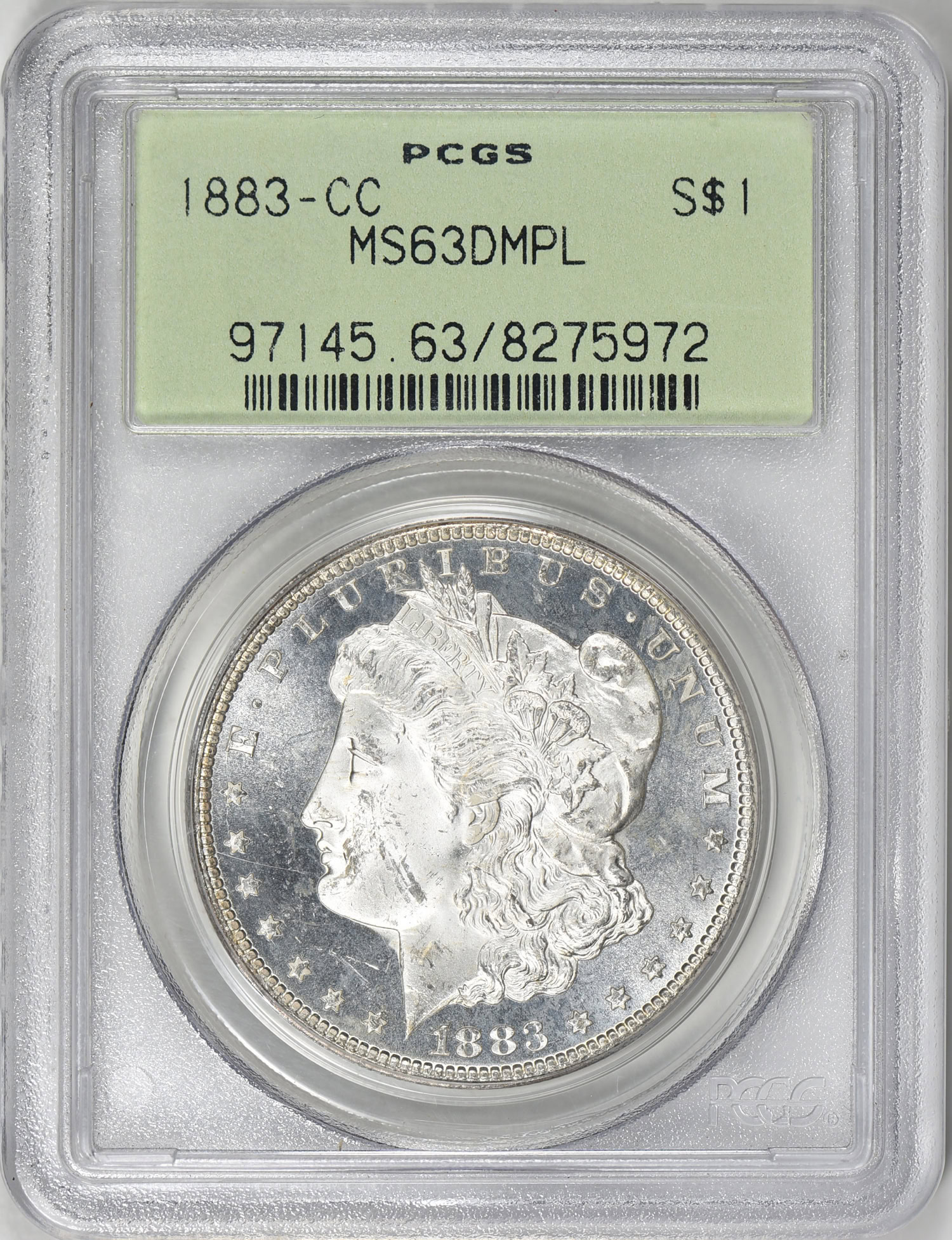 1883-CC Morgan Silver Dollar PCGS MS-63 DMPL OGH (Item 1760829) | GreatCollections Coin Auctions