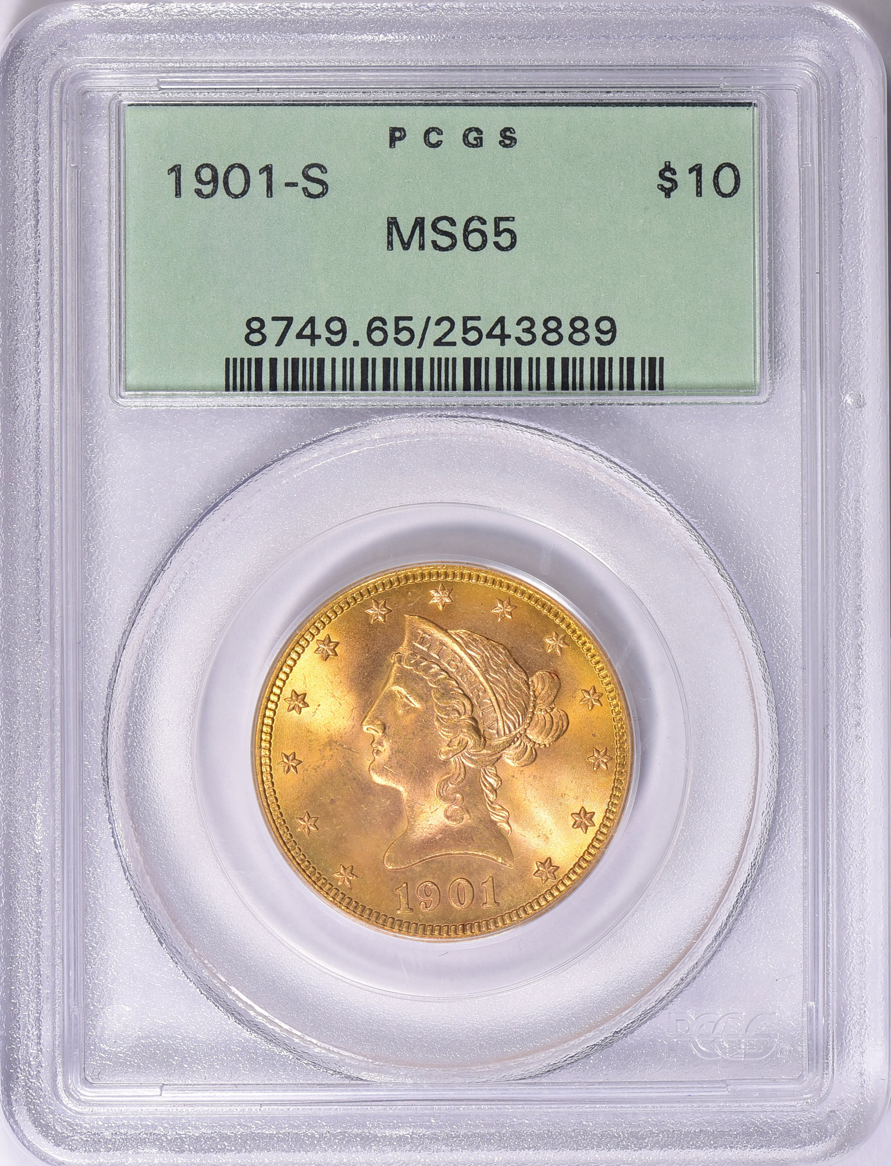 1901-S Liberty Gold Eagle PCGS MS-65 OGH (Item 1760857) | GreatCollections Coin Auctions