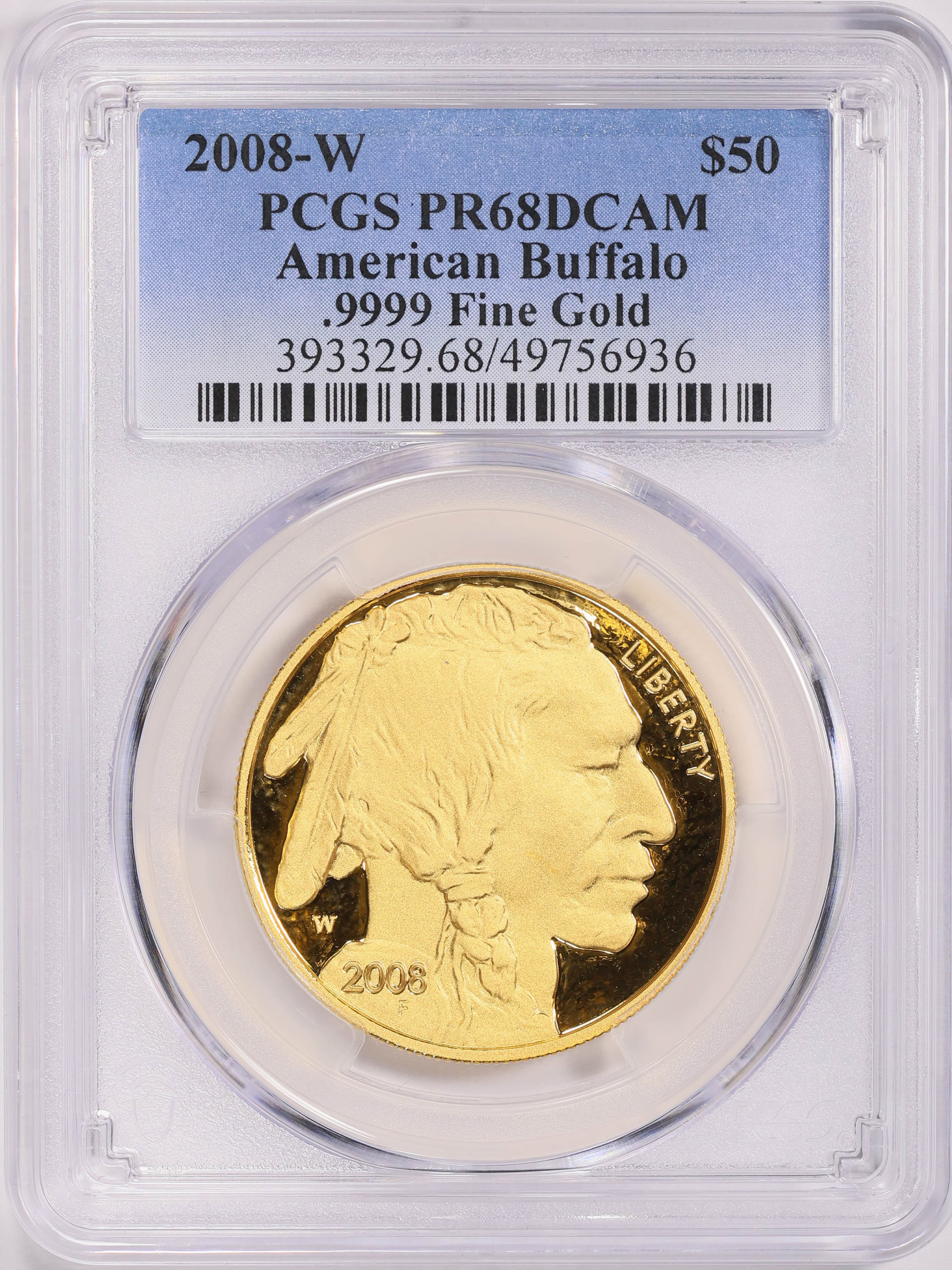2008-W $50 One-Ounce Gold American Buffalo PCGS Proof-68 DCAM (Item 1760877) | GreatCollections ...