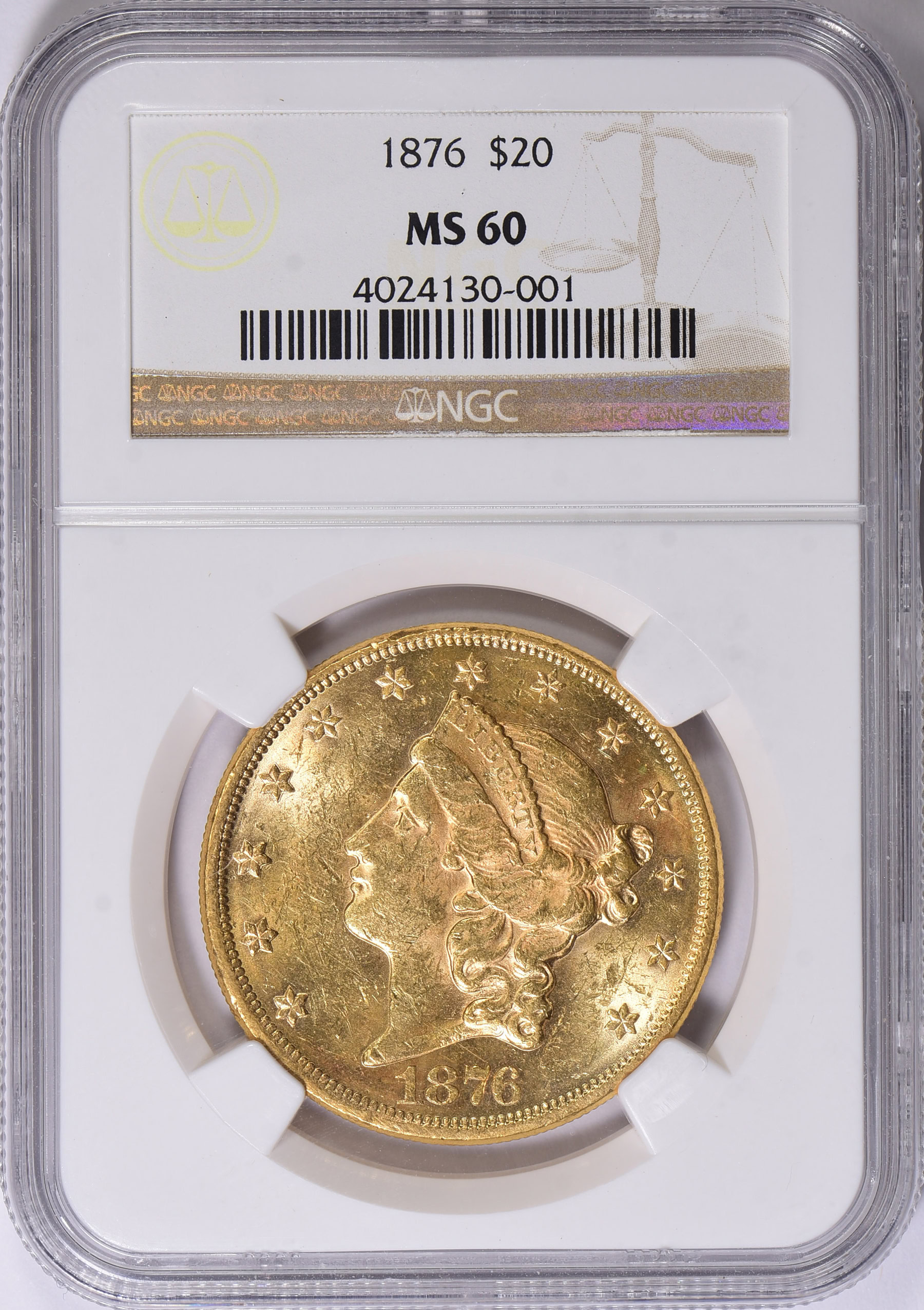 1876 Liberty Gold Double Eagle NGC MS-60 (Item 1760941) | GreatCollections Coin Auctions