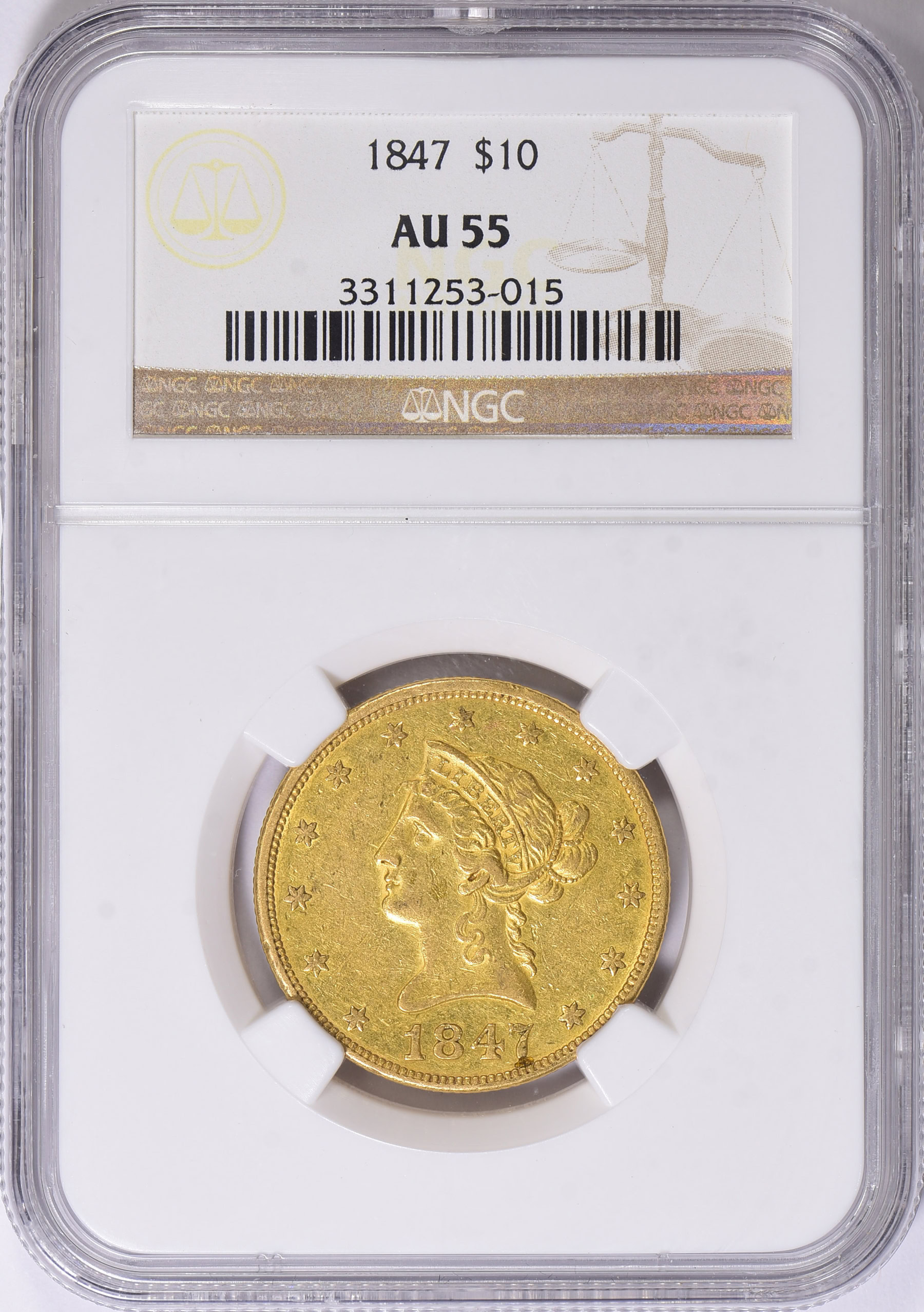 1847 Liberty Gold Eagle NGC AU-55 (Item 1760943) | GreatCollections ...