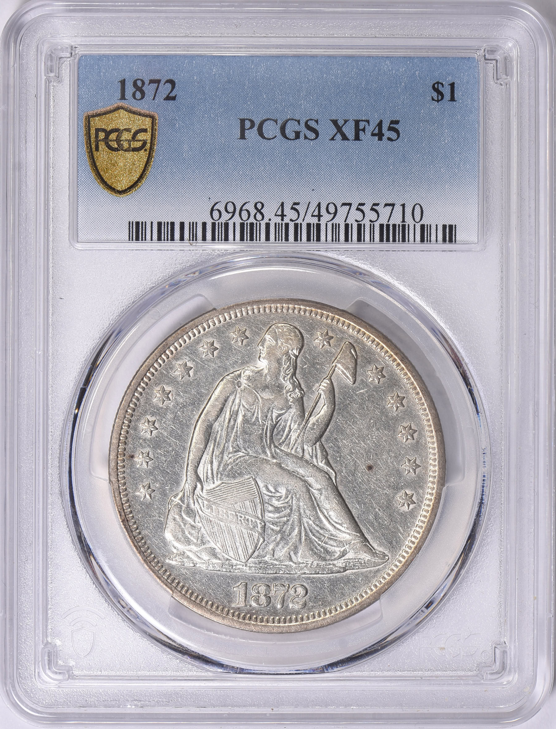 1872 Seated Liberty Silver Dollar PCGS XF-45 (Item 1760944) | GreatCollections Coin Auctions