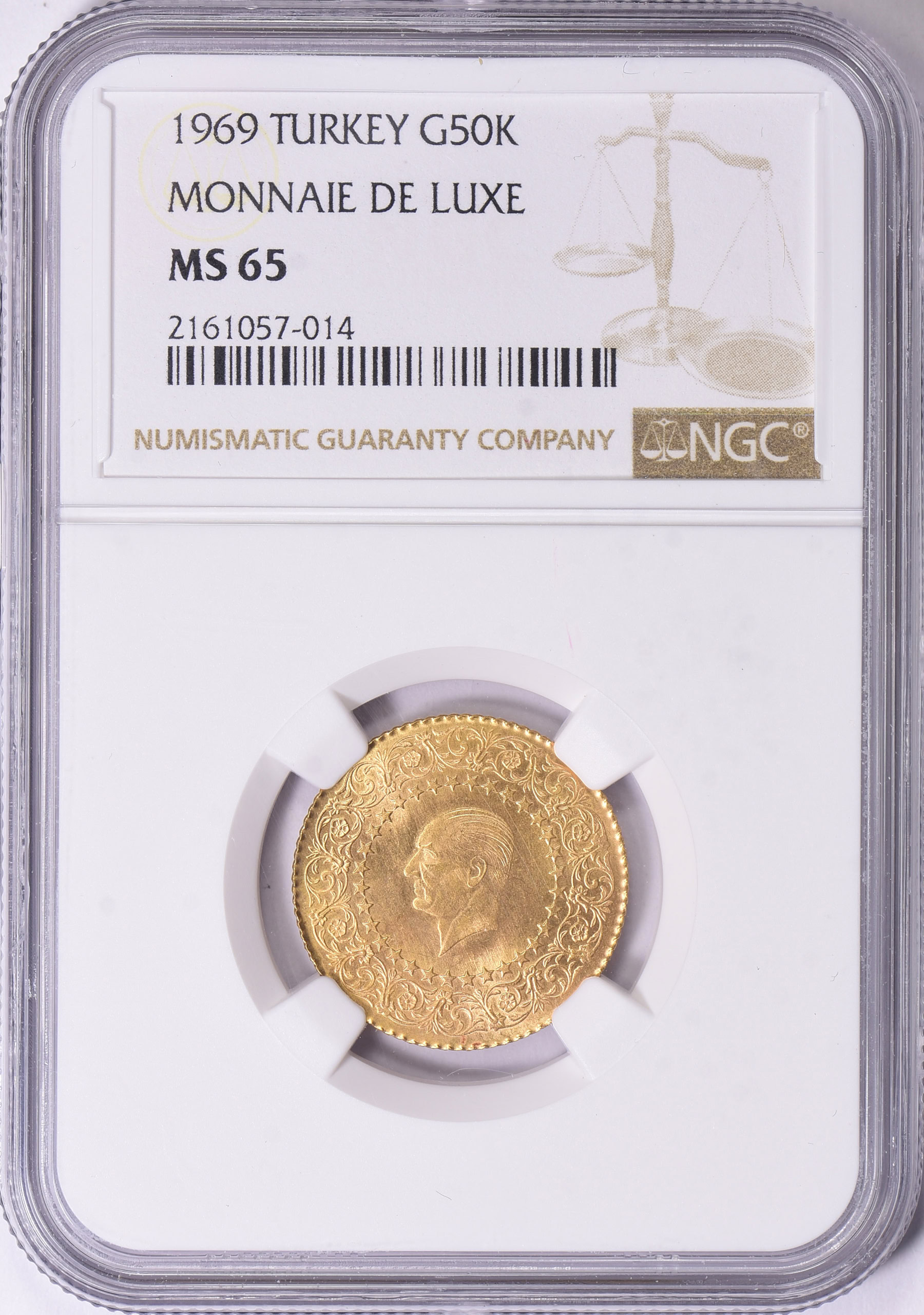 Turkey 1969 Gold 50 Kurush Monnaie de Luxe Kemal Atatürk KM-871 NGC MS ...