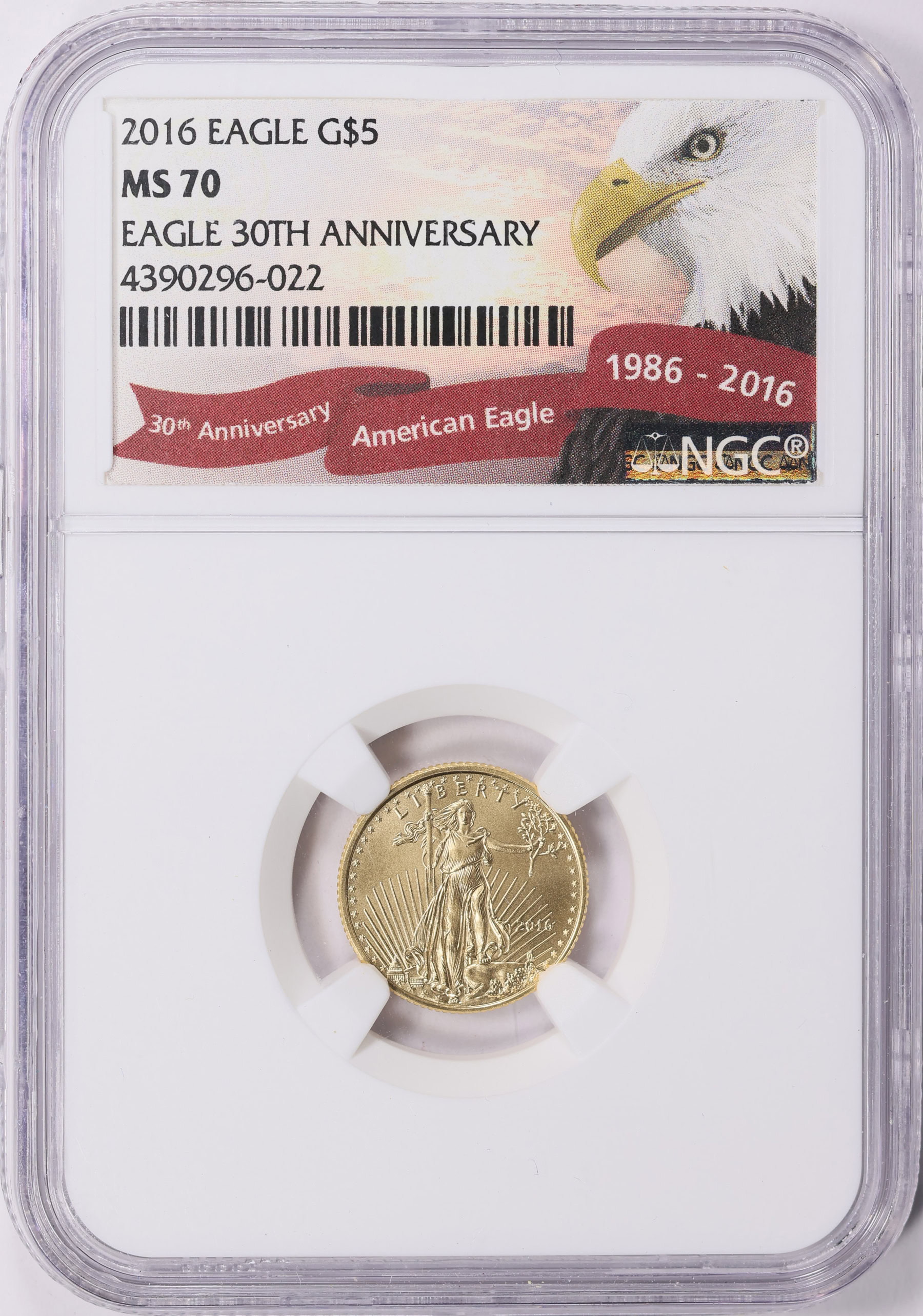 2016 $5 Tenth-Ounce Gold American Eagle 30th Anniversary NGC MS-70 (Eagle Label) (Item 1761131 ...