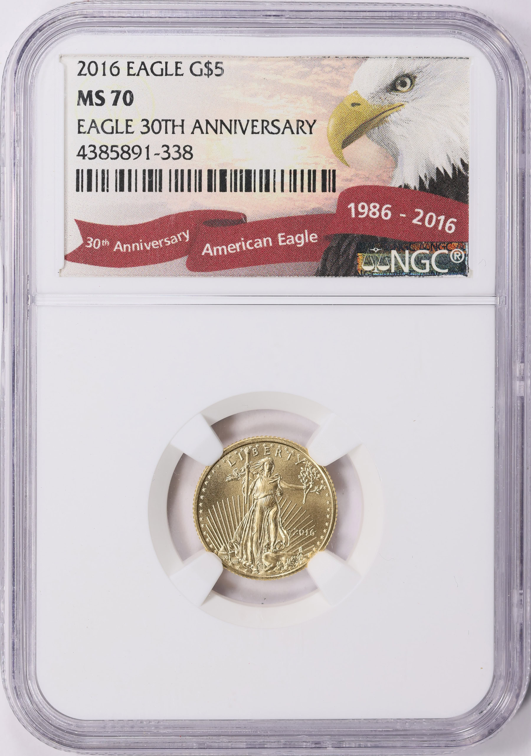 2016 $5 Tenth-Ounce Gold American Eagle 30th Anniversary NGC MS-70 (Eagle Label) (Item 1761132 ...