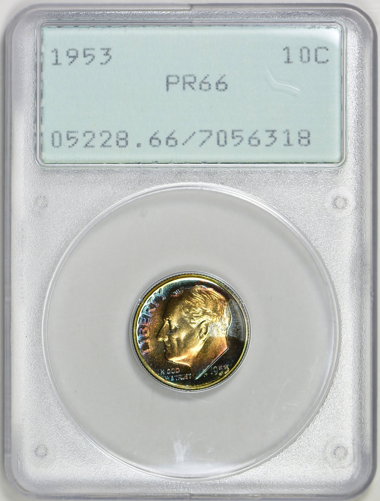 1953 Roosevelt Dime PCGS Proof-66 OGH (1st Gen) (Toned) (Item 1761177) | GreatCollections Coin ...