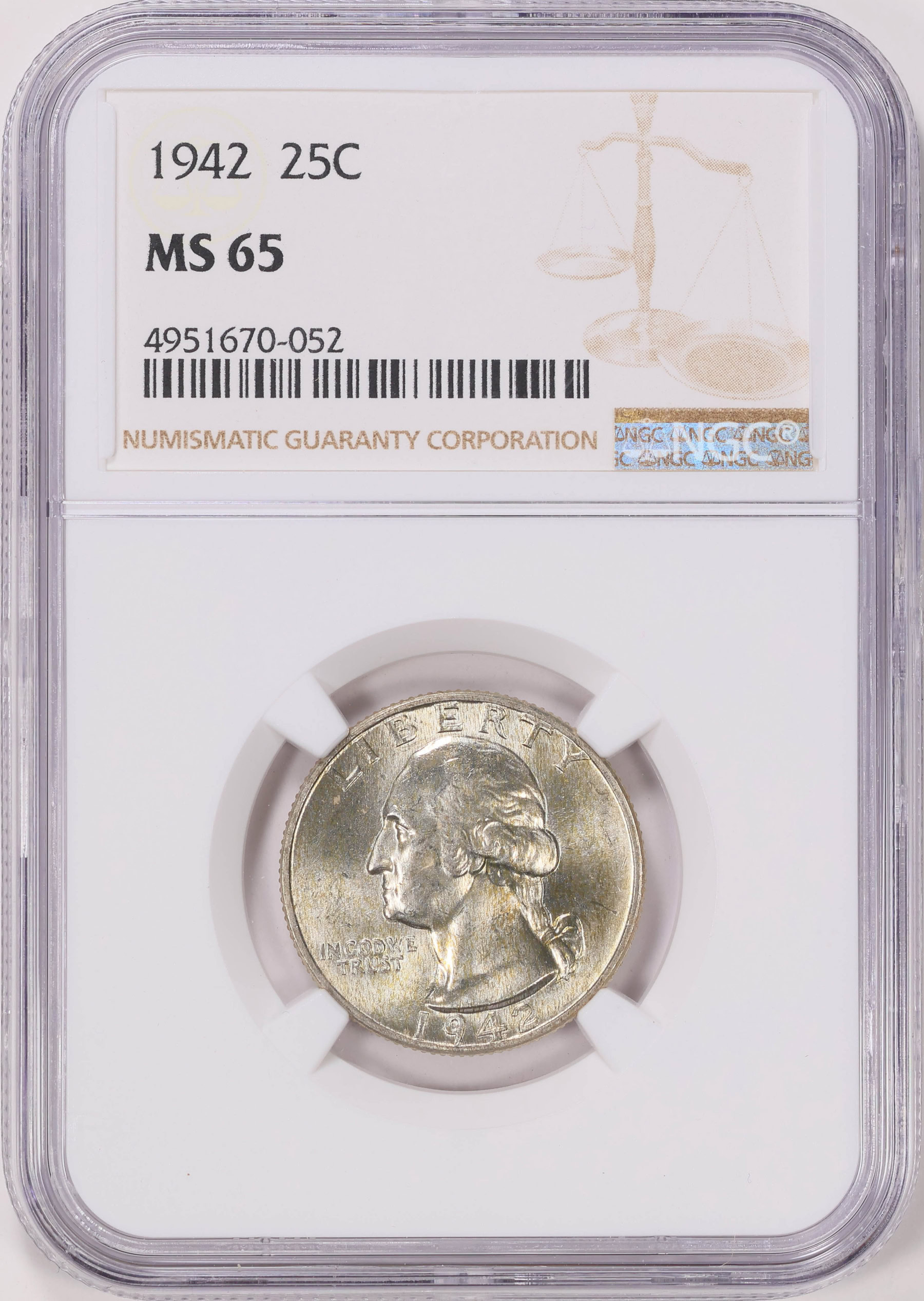 1942 Washington Quarter NGC MS-65 (Item 1761241) | GreatCollections Coin Auctions