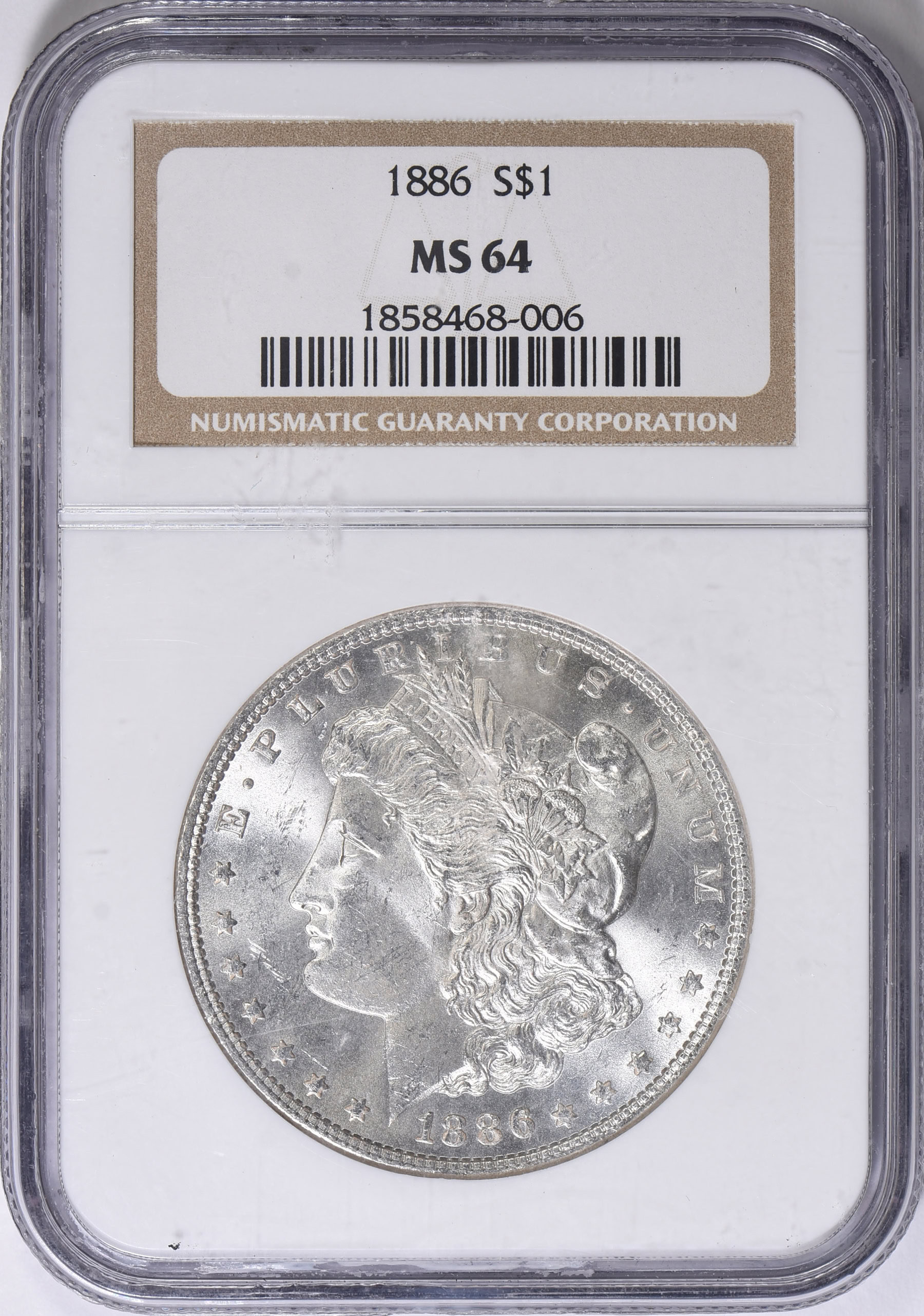 1886 Morgan Silver Dollar NGC MS-64 (Item 1761416) | GreatCollections Coin Auctions